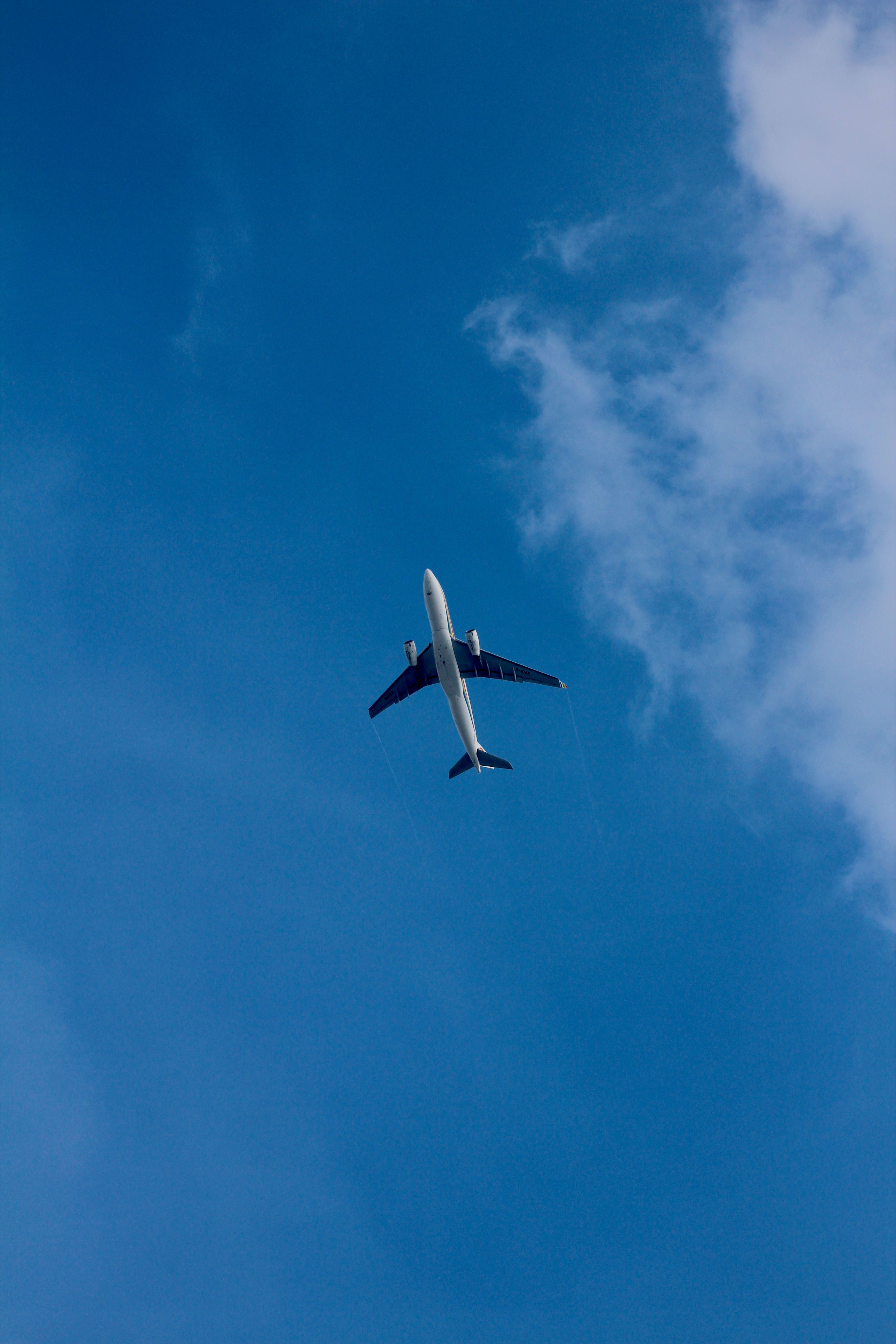 Airplane Flying High in Clear Blue Sky · Free Stock Photo