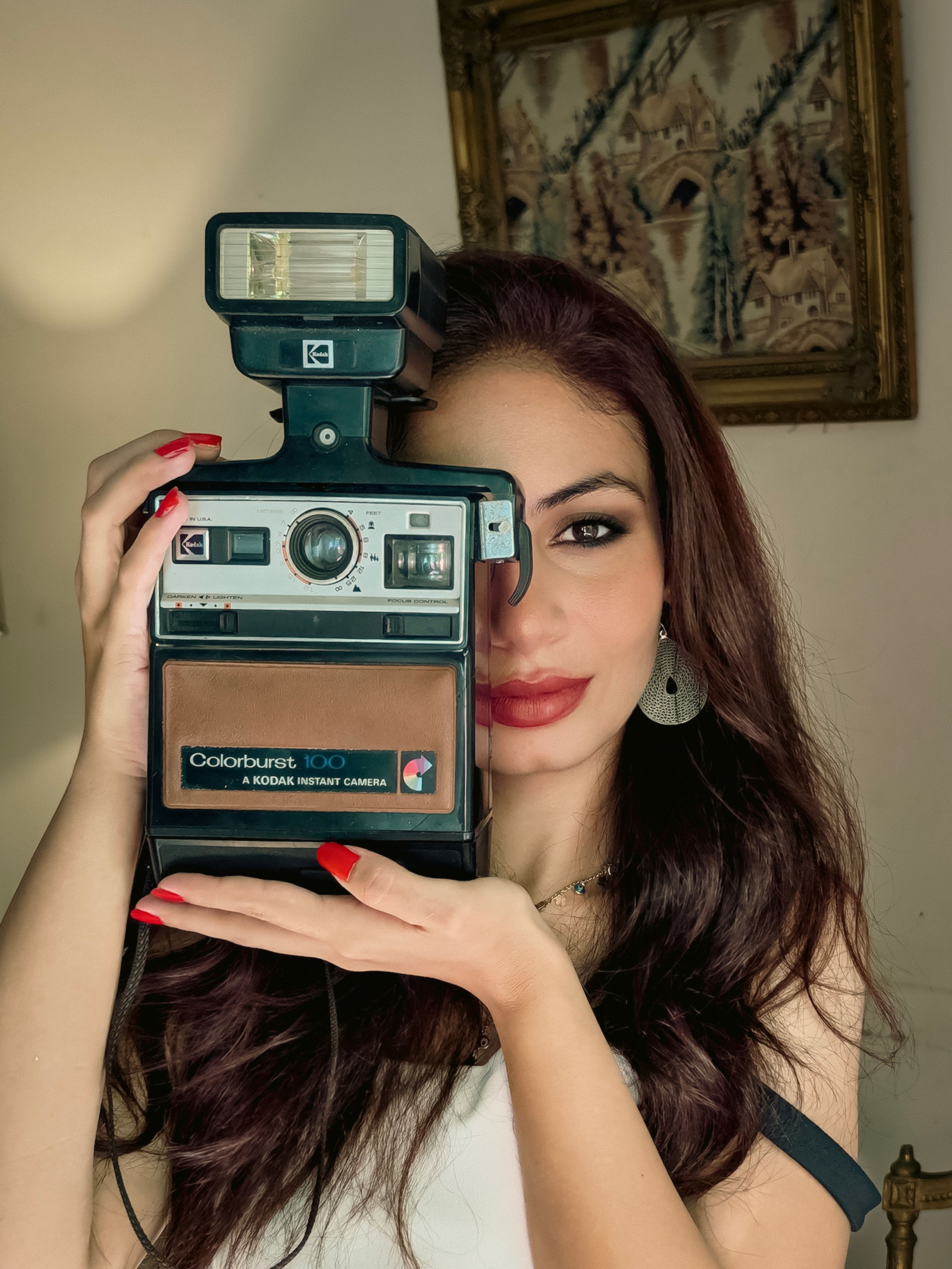 Vintage Portrait with Kodak Instant Camera · Free Stock Photo