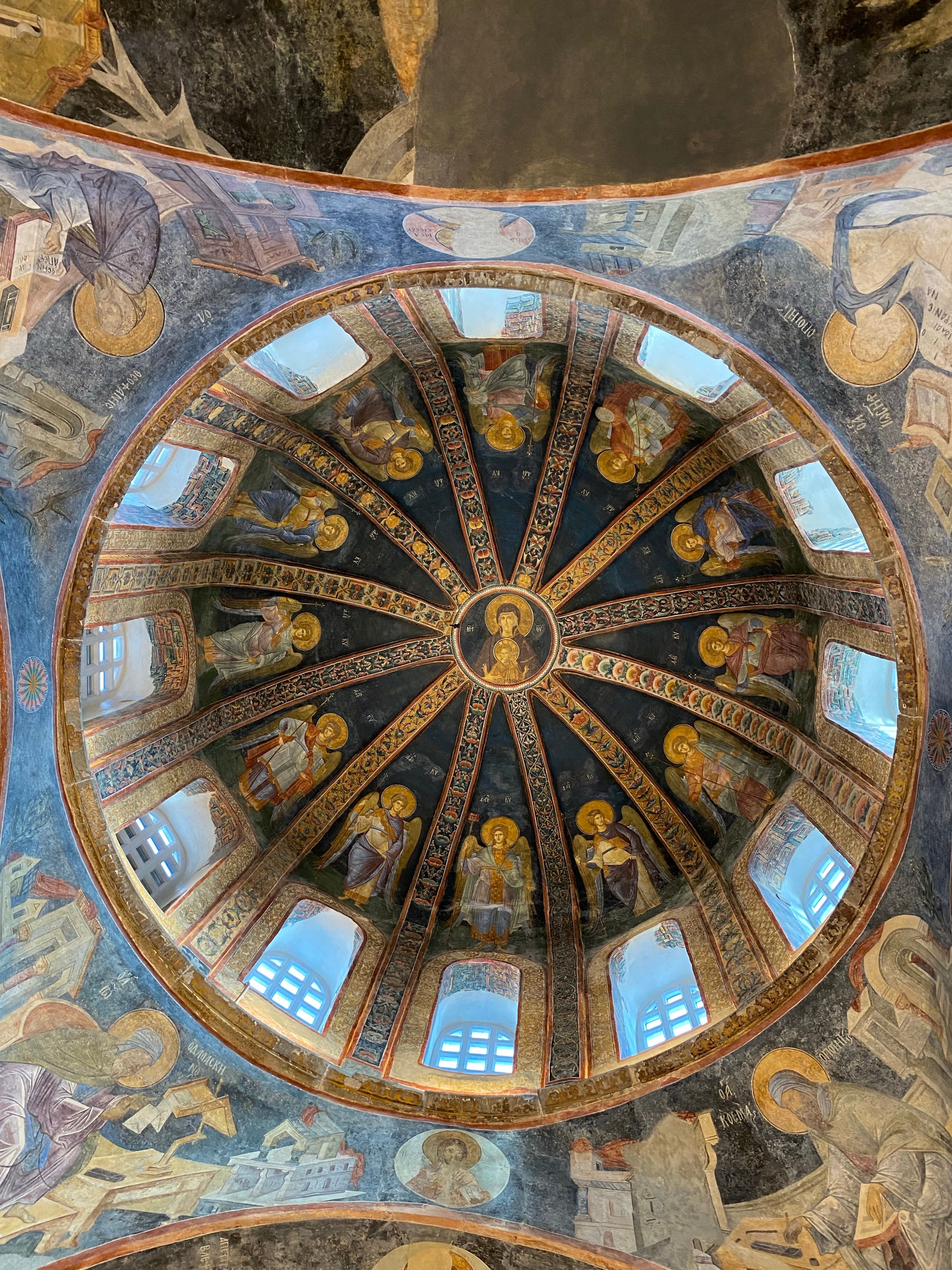 Stunning Byzantine Dome with Religious Frescoes · Free Stock Photo