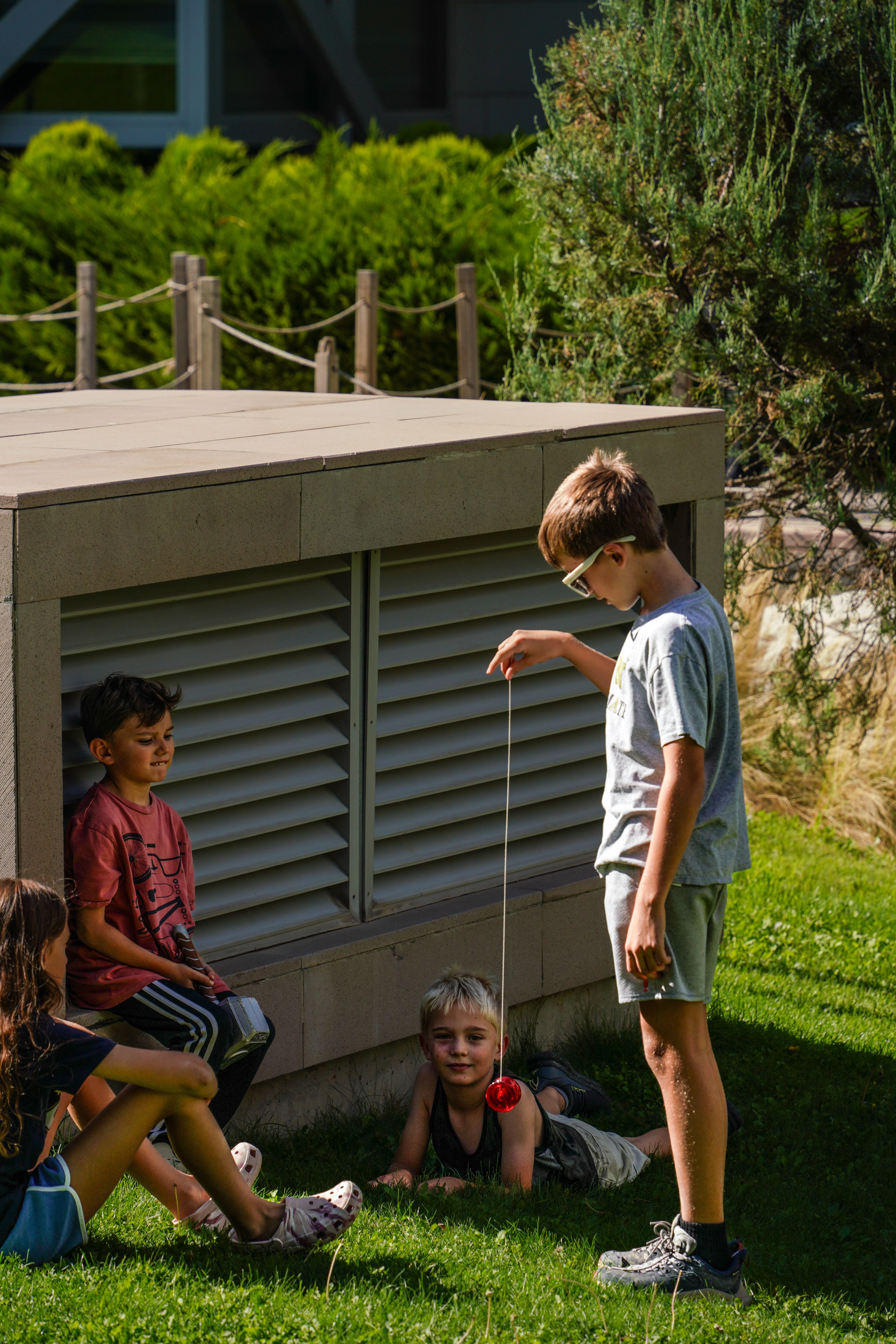 Children Playing with Yo-Yo in Sunlit Park · Free Stock Photo