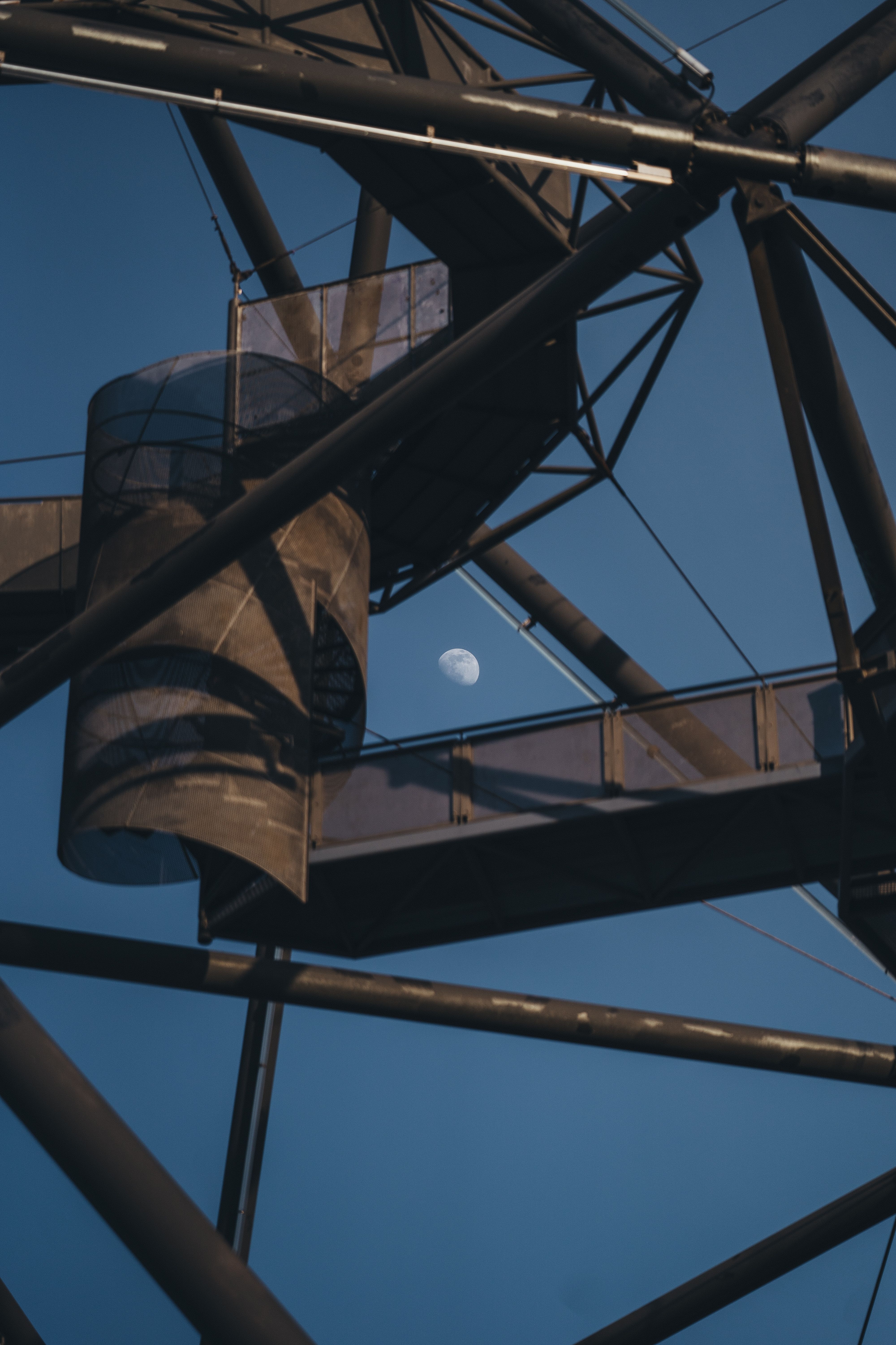 Industrial Structure with Moon in Bottrop, Germany · Free Stock Photo