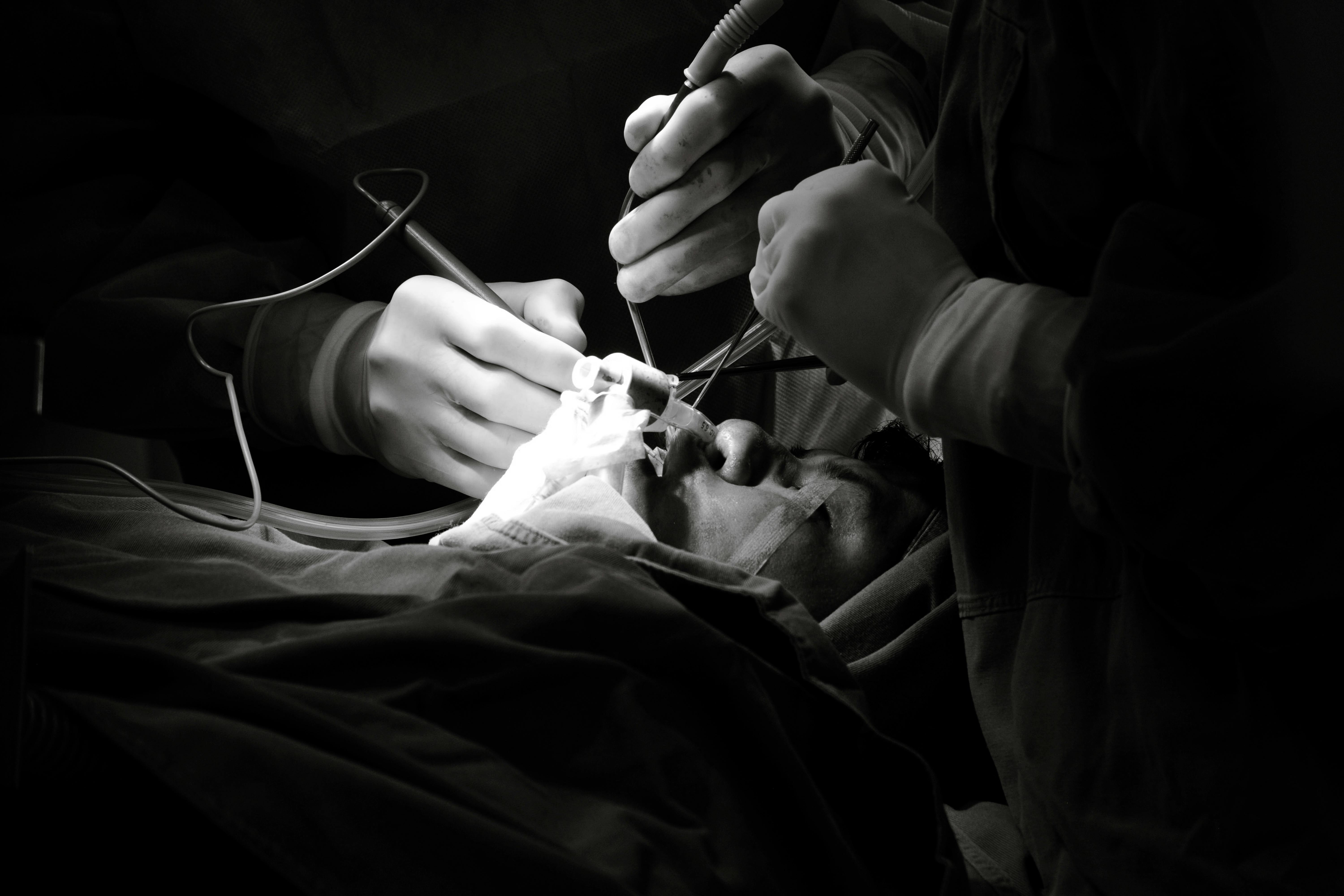 Black and White Surgical Operation Scene · Free Stock Photo