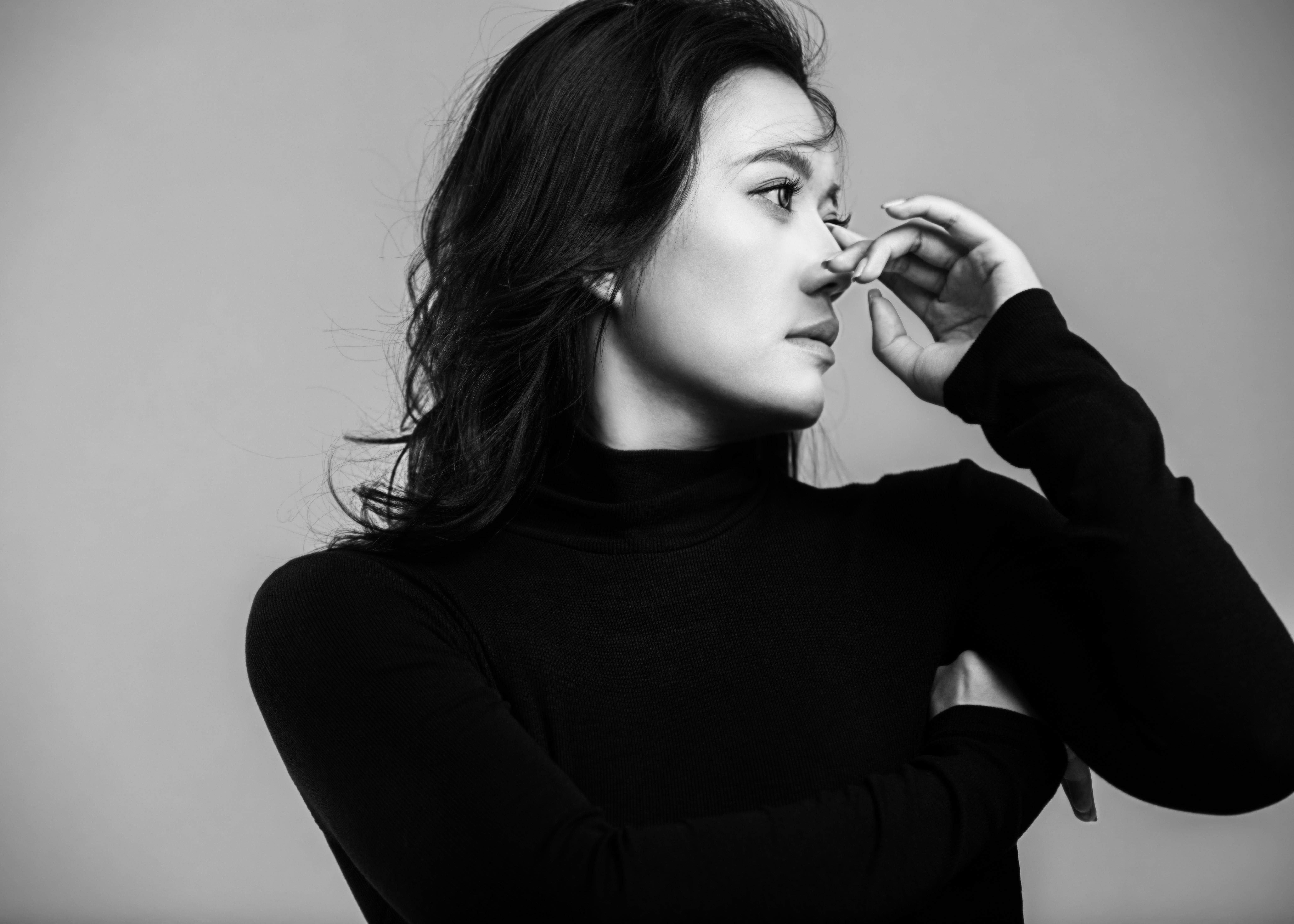 Expressive Black and White Portrait of a Woman · Free Stock Photo