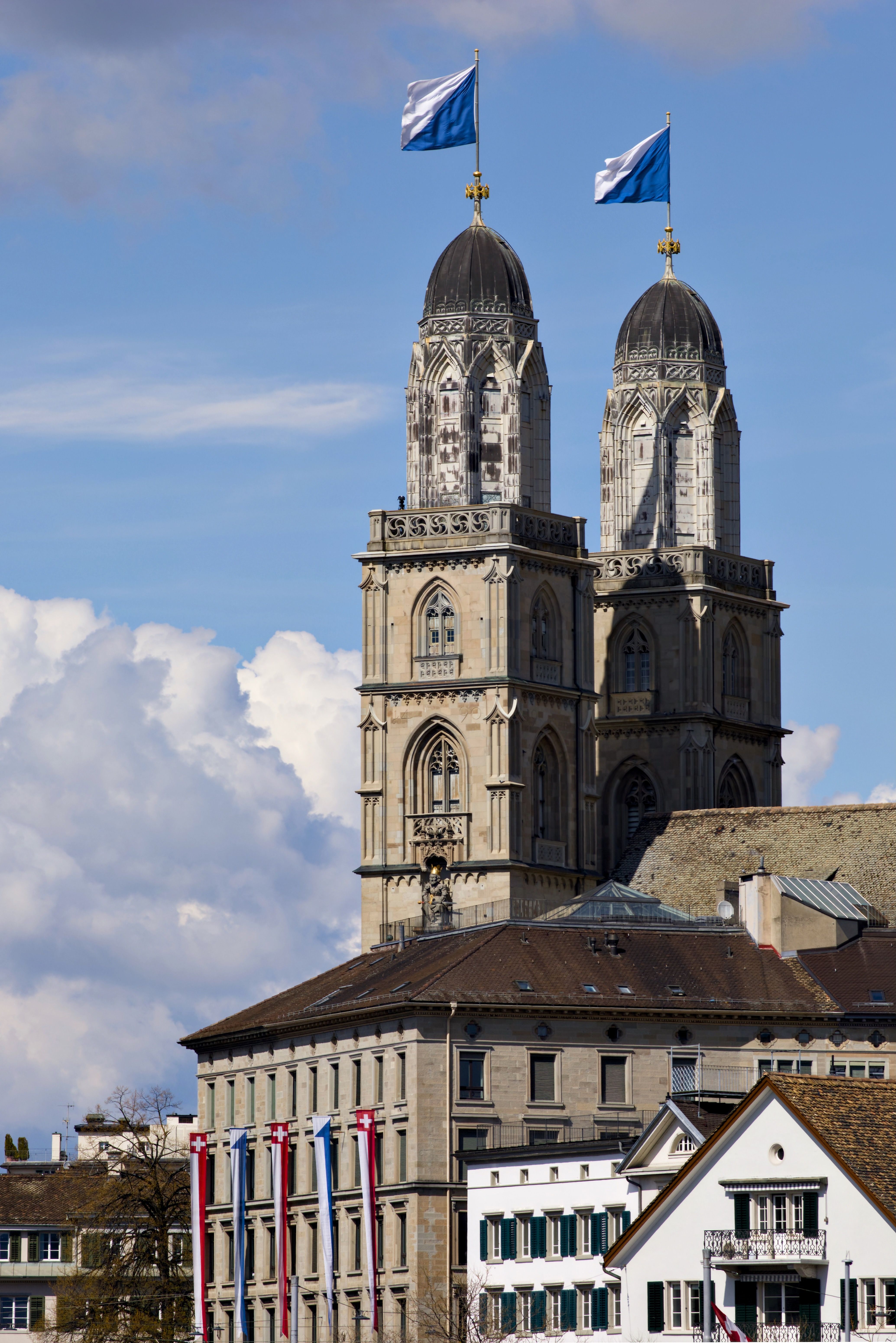 Historic Grossm nster Church Towers In Z rich Free Stock Photo