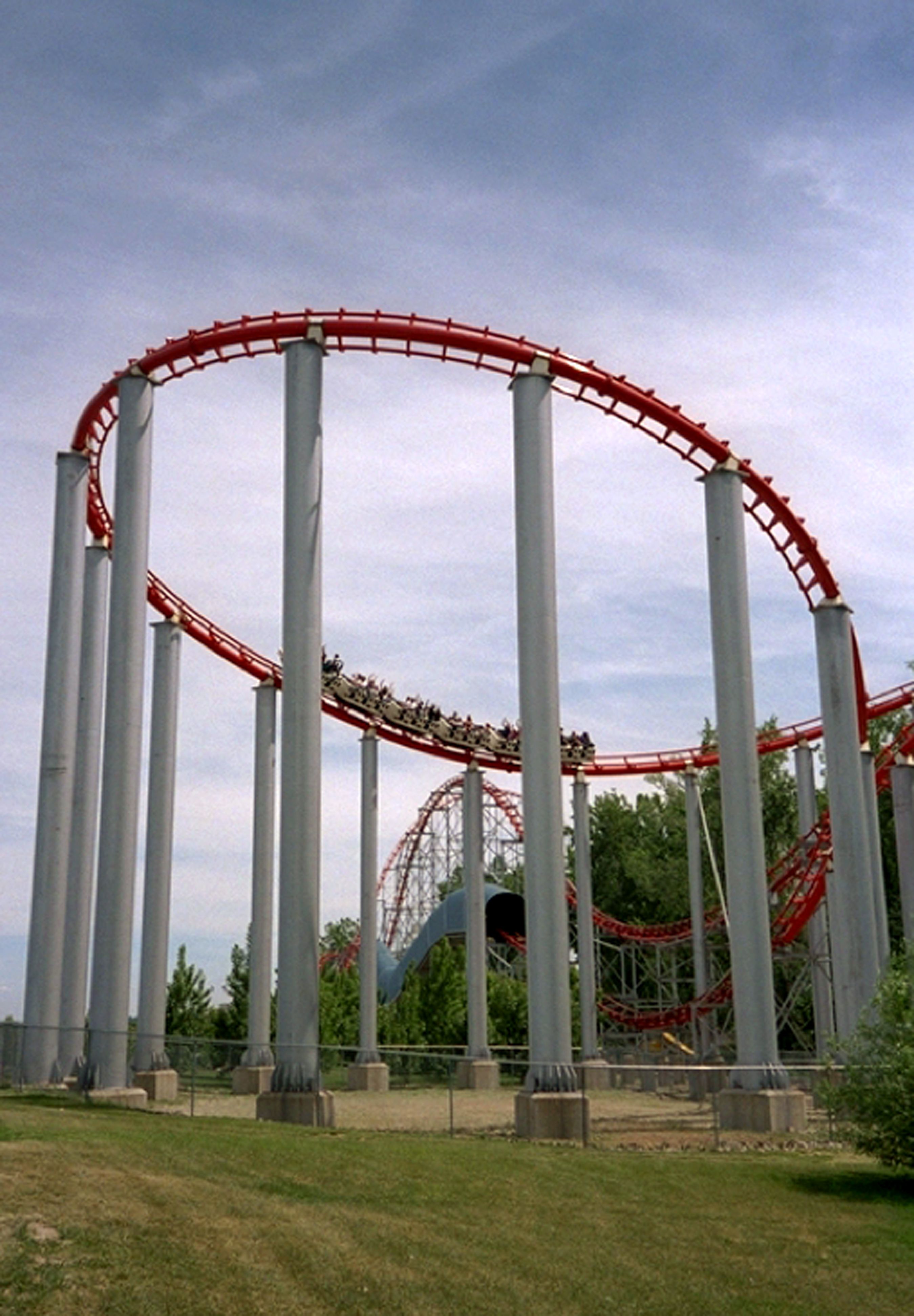 Thrilling Red Metal Roller Coaster Ride in Ohio · Free Stock Photo