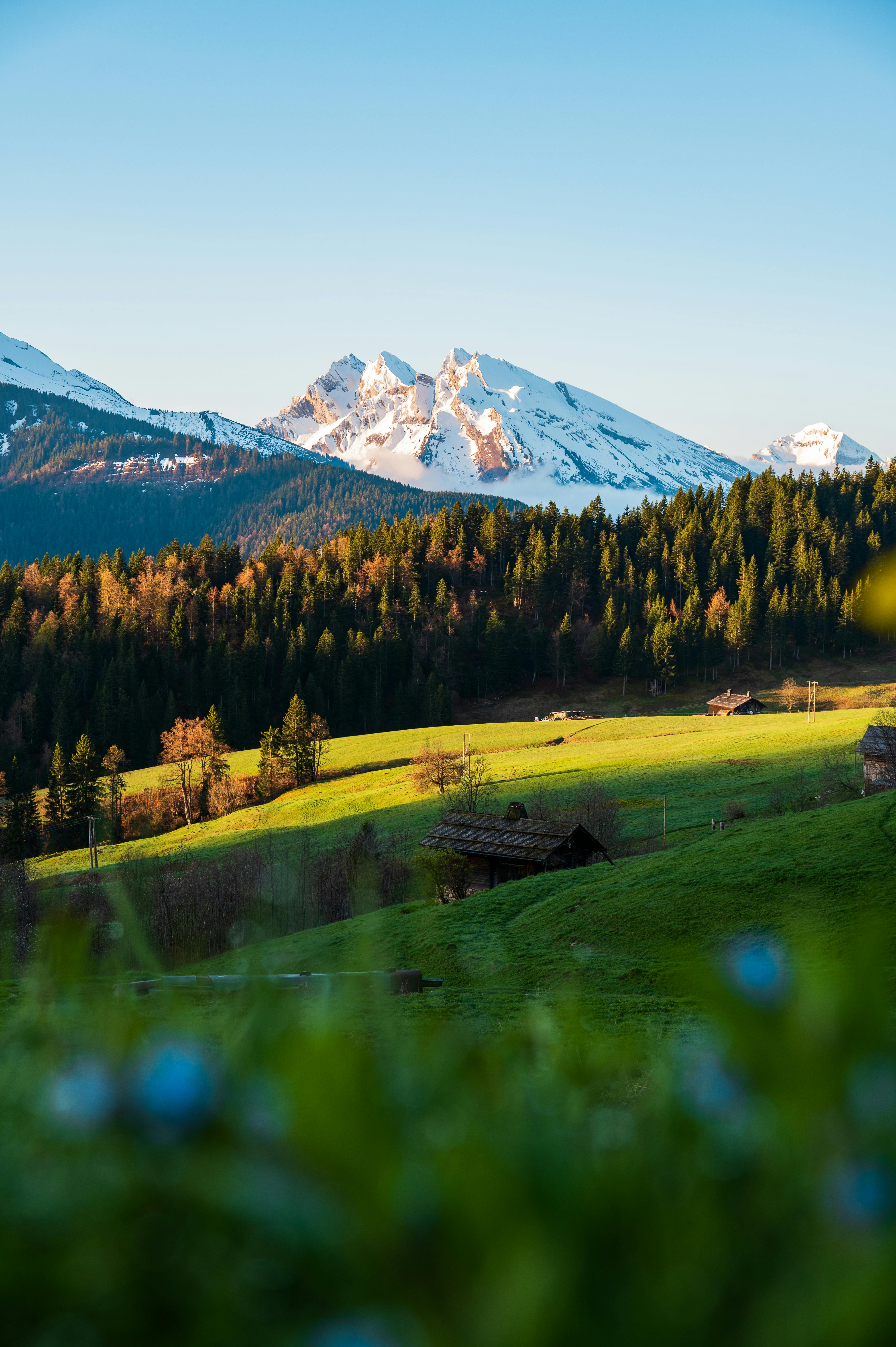 Scenic Alpine Landscape with Snowy Mountains · Free Stock Photo