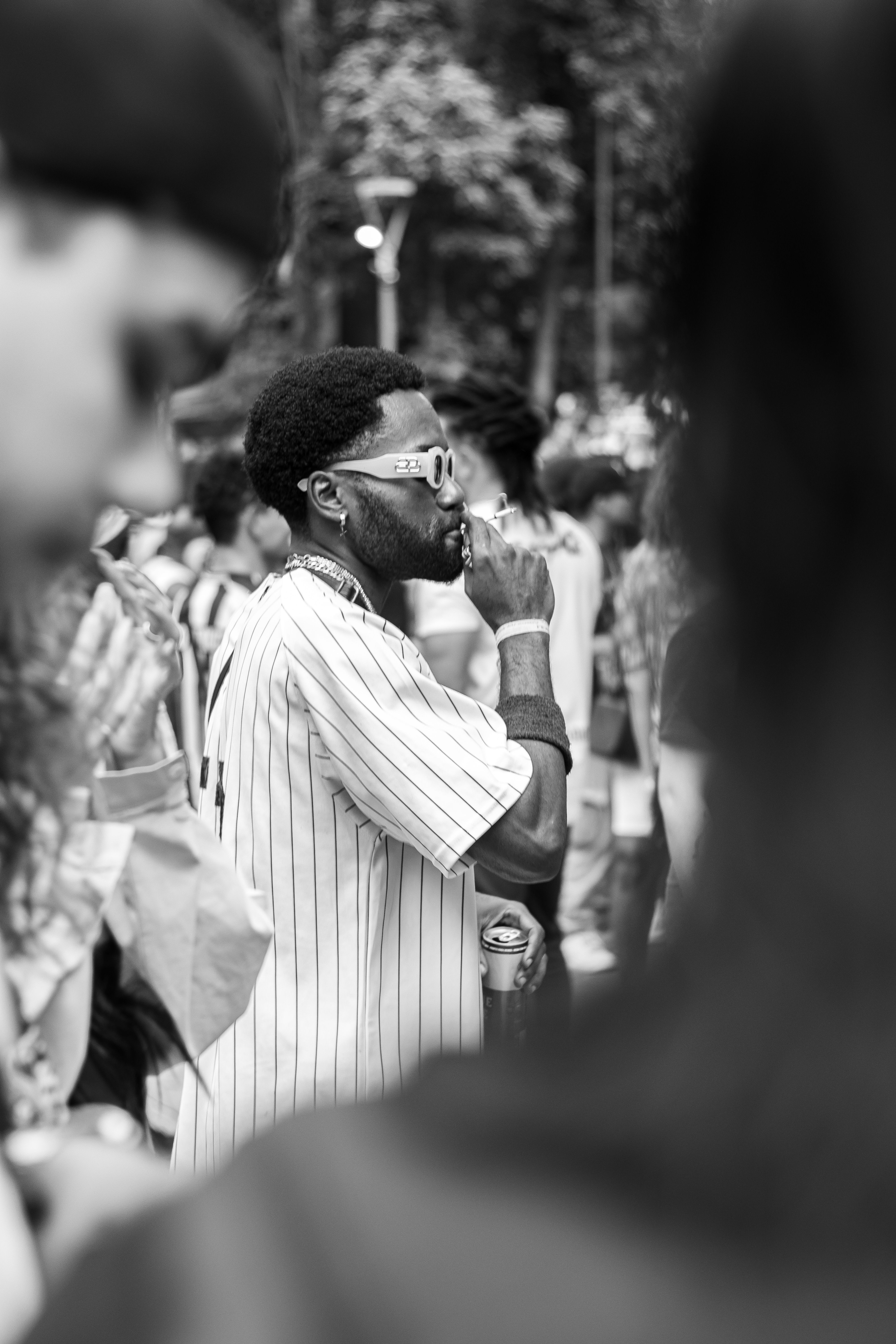 Street Scene in Black and White at Outdoor Gathering · Free Stock Photo