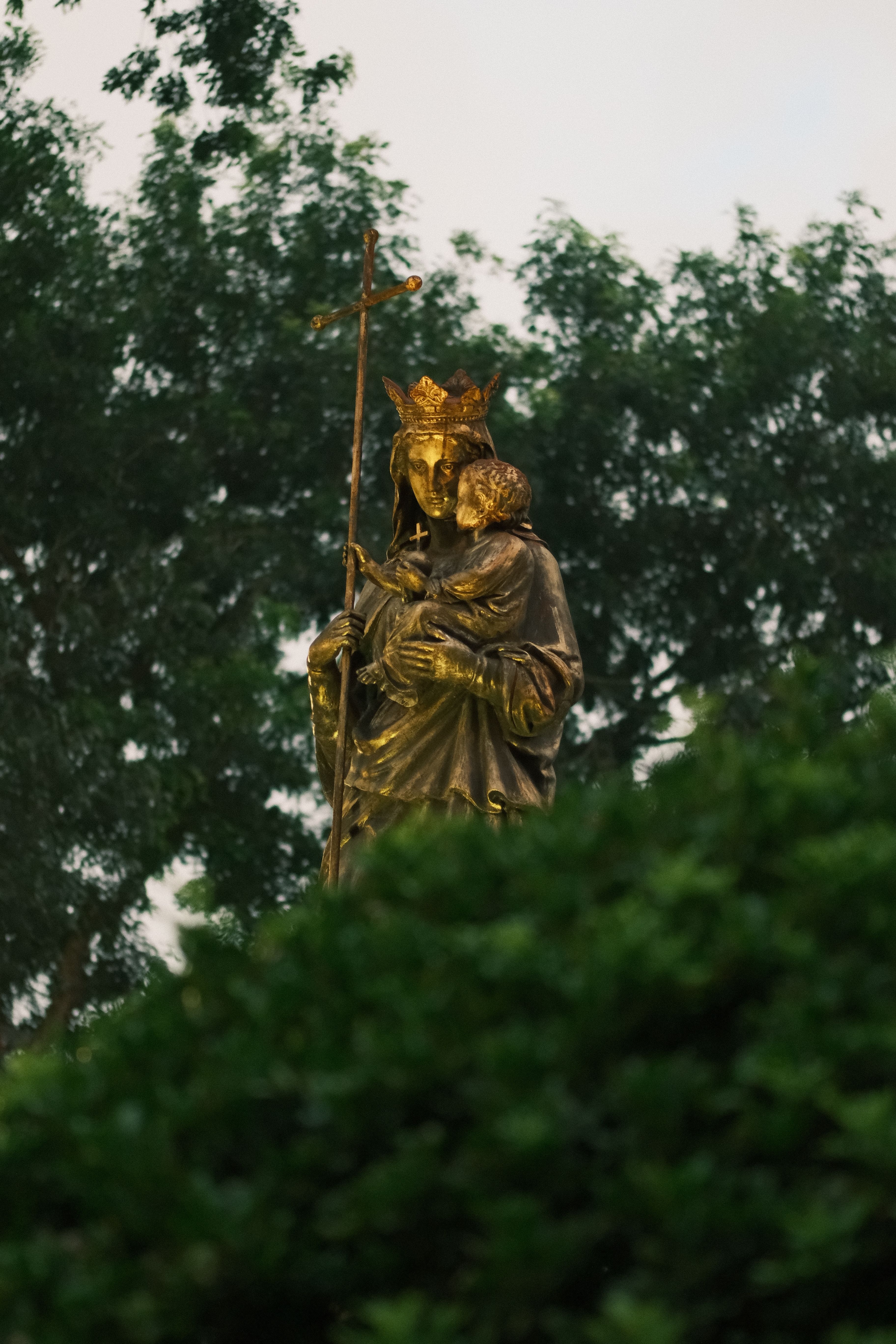 Golden Statue Amidst Greenery in Vatican City · Free Stock Photo