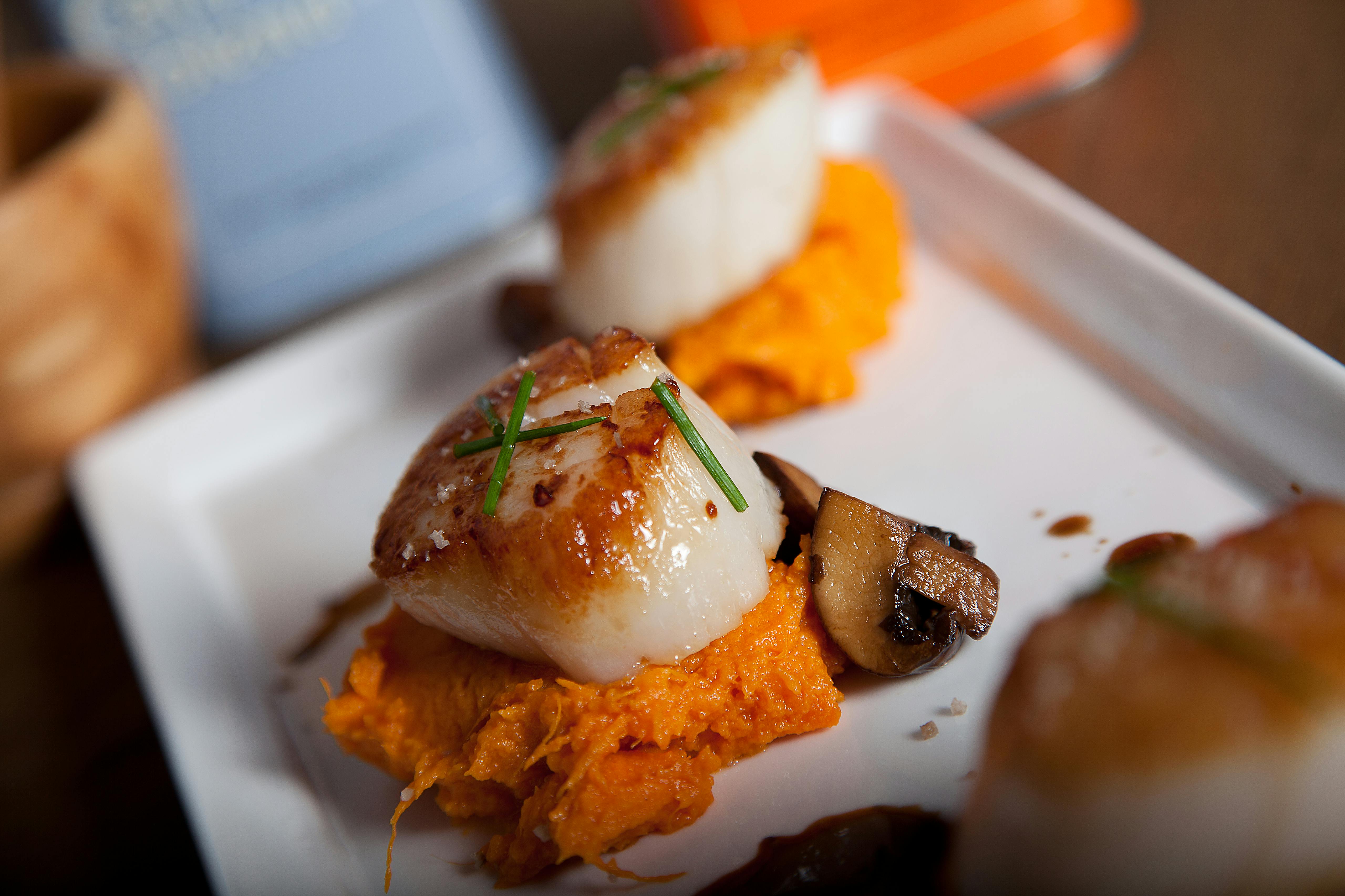 Gourmet Scallops with Sweet Potatoes and Mushrooms · Free Stock Photo