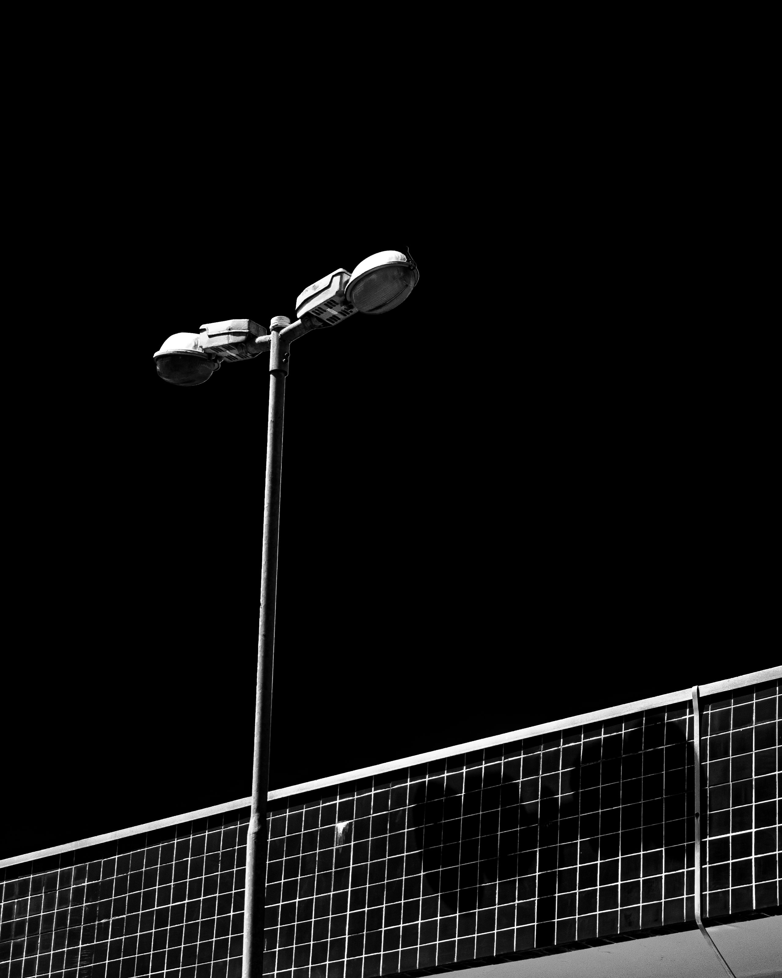 Black and White Urban Streetlight Scene · Free Stock Photo