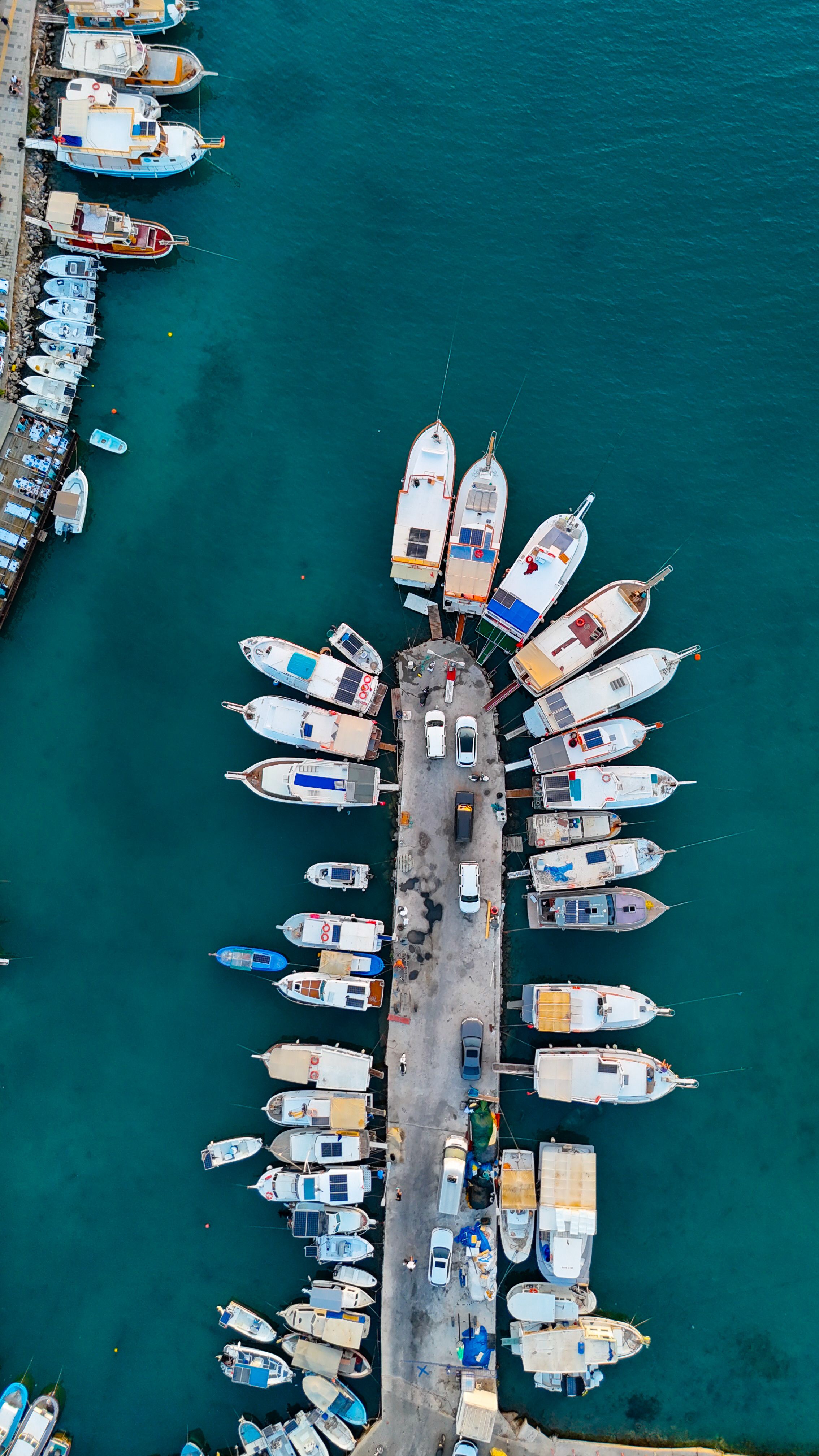 Aerial View of Marina with Docked Boats · Free Stock Photo