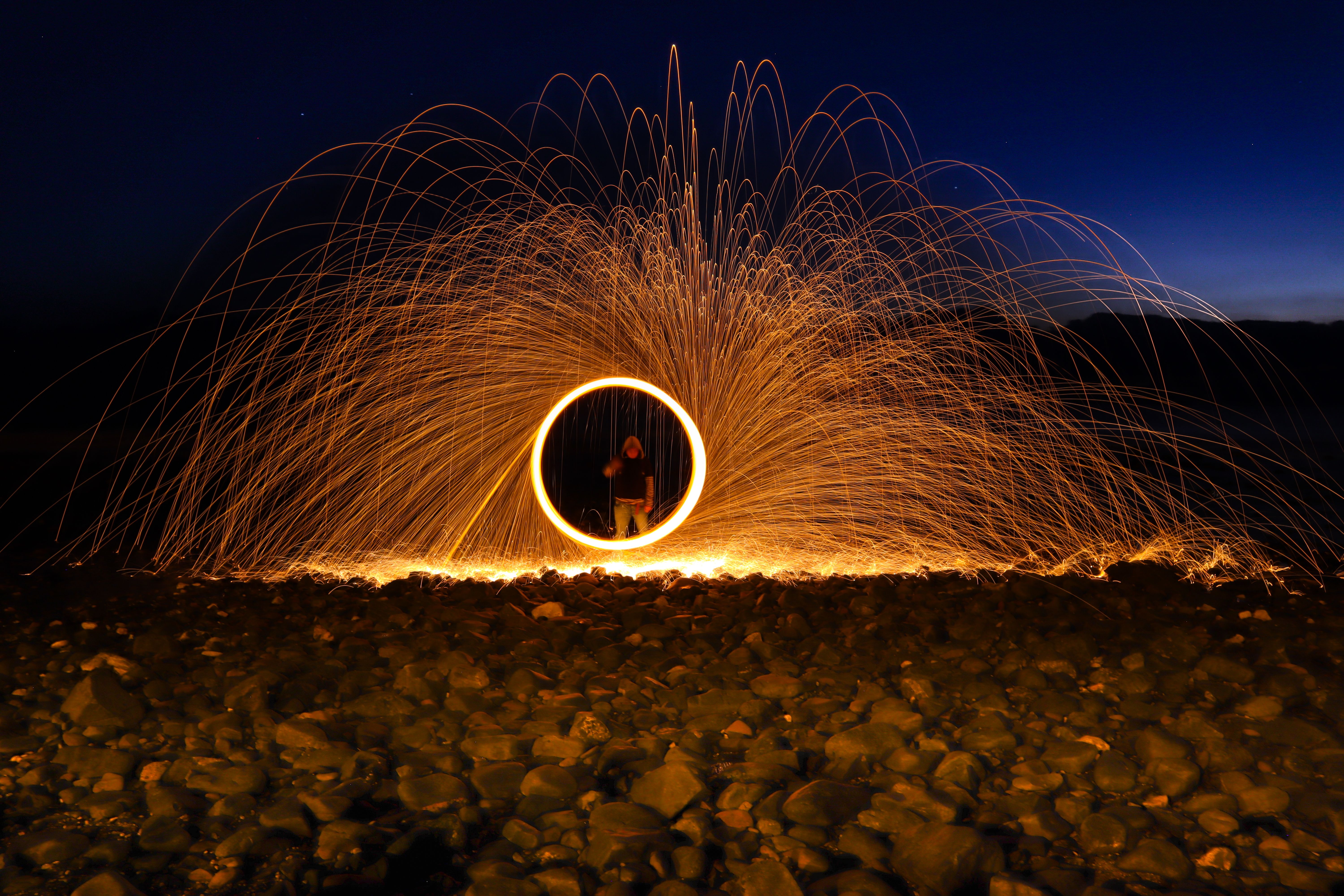 Person Performing Fire Dance at Night · Free Stock Photo