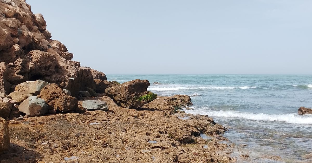 Rocky Shoreline Of Casablanca Morocco Free Stock Photo rocky-shoreline-of-casablanca-morocco-free-stock-photo