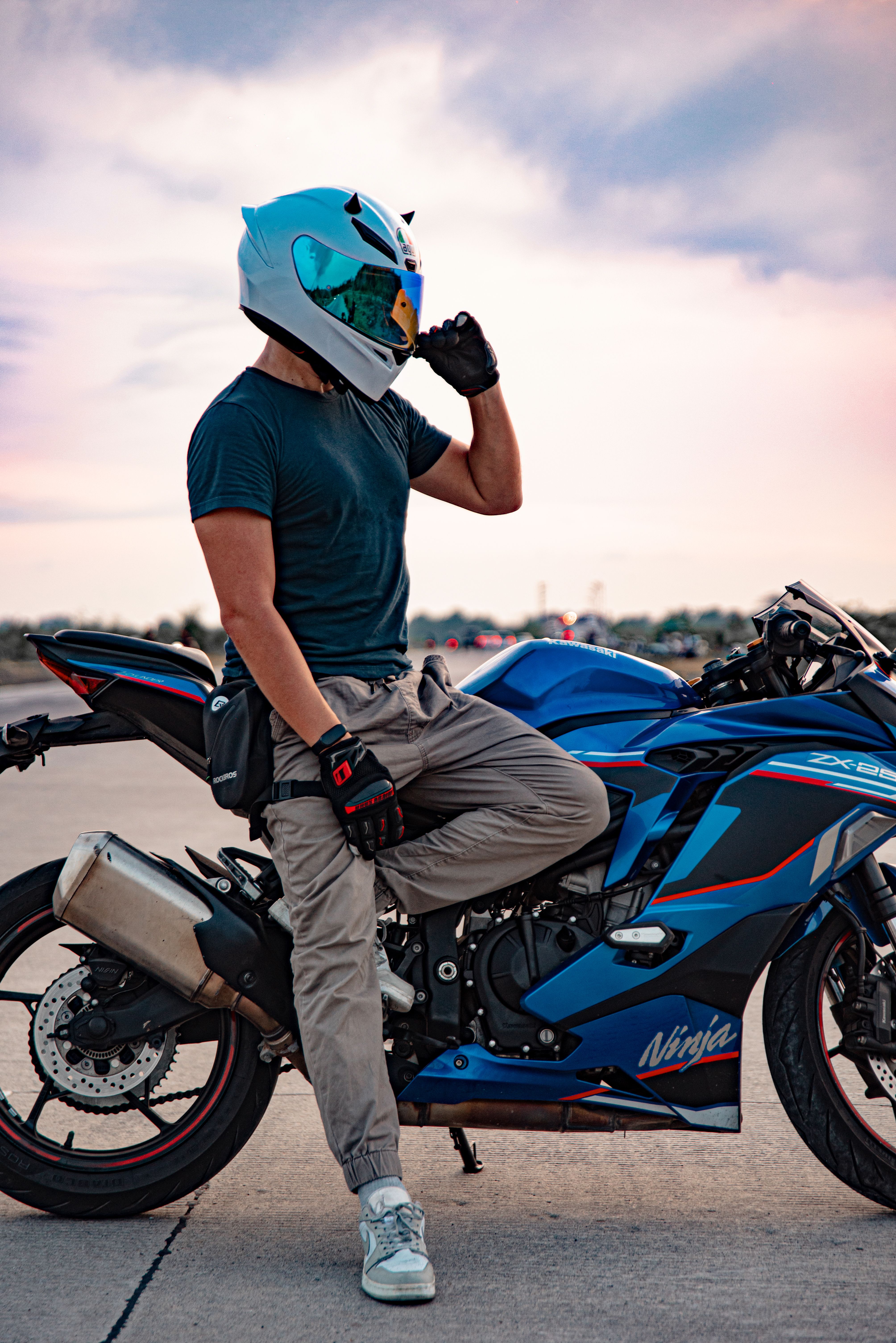 Man Posing on Motorcycle at Sunset in Bali · Free Stock Photo