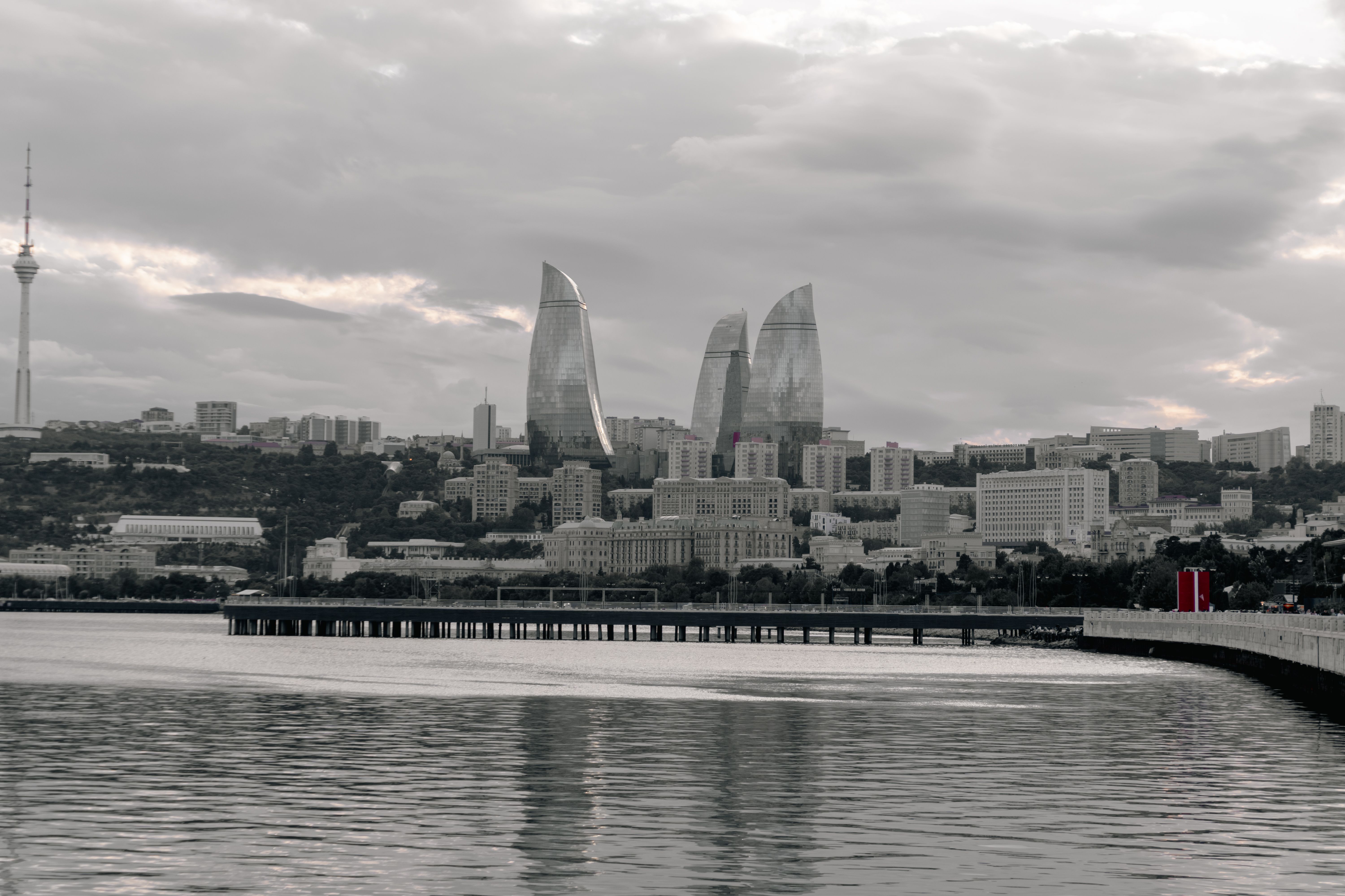 Baku Skyline with Iconic Flame Towers · Free Stock Photo