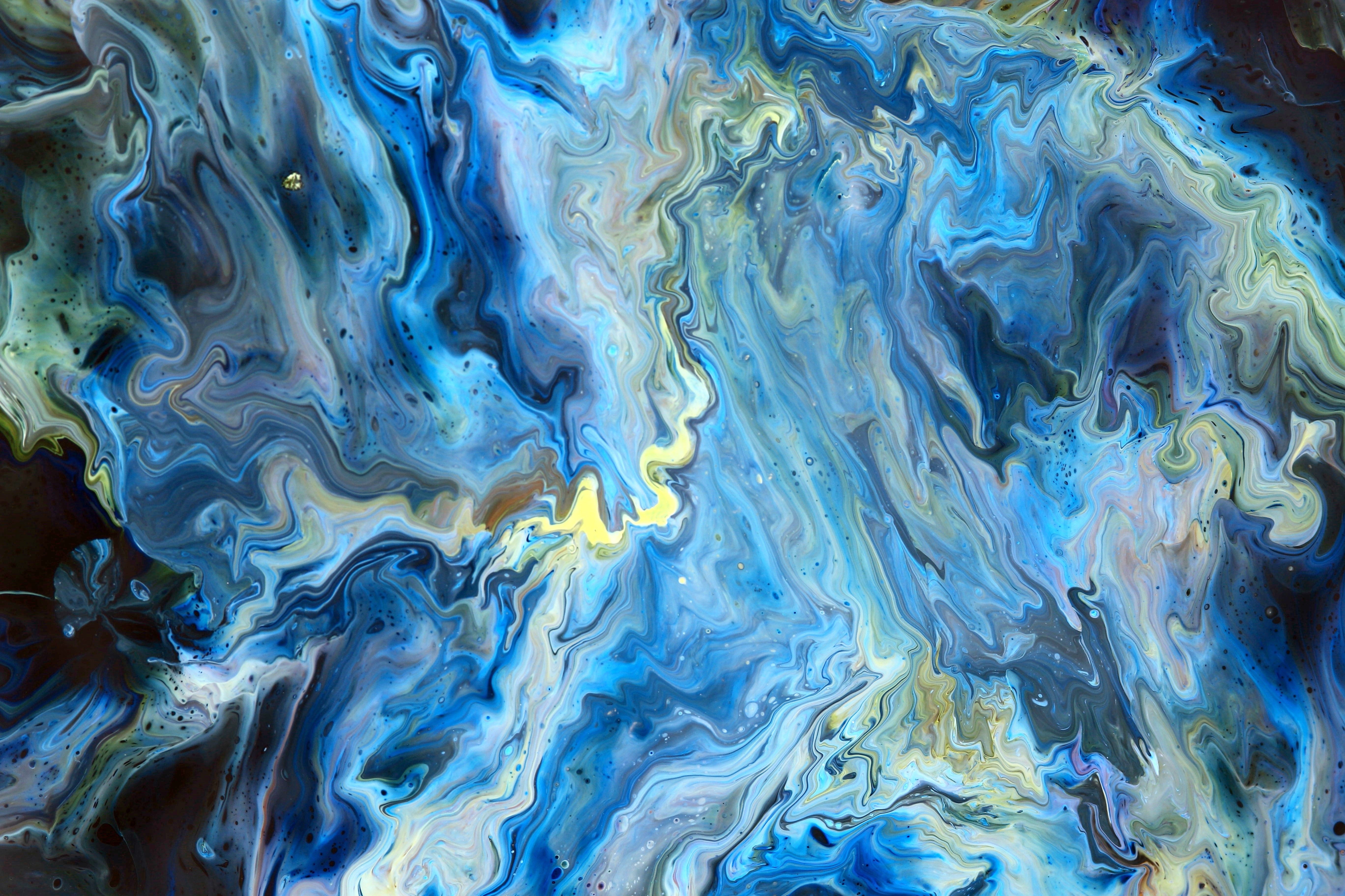 Vibrant Abstract Blue Acrylic Fluid Art · Free Stock Photo