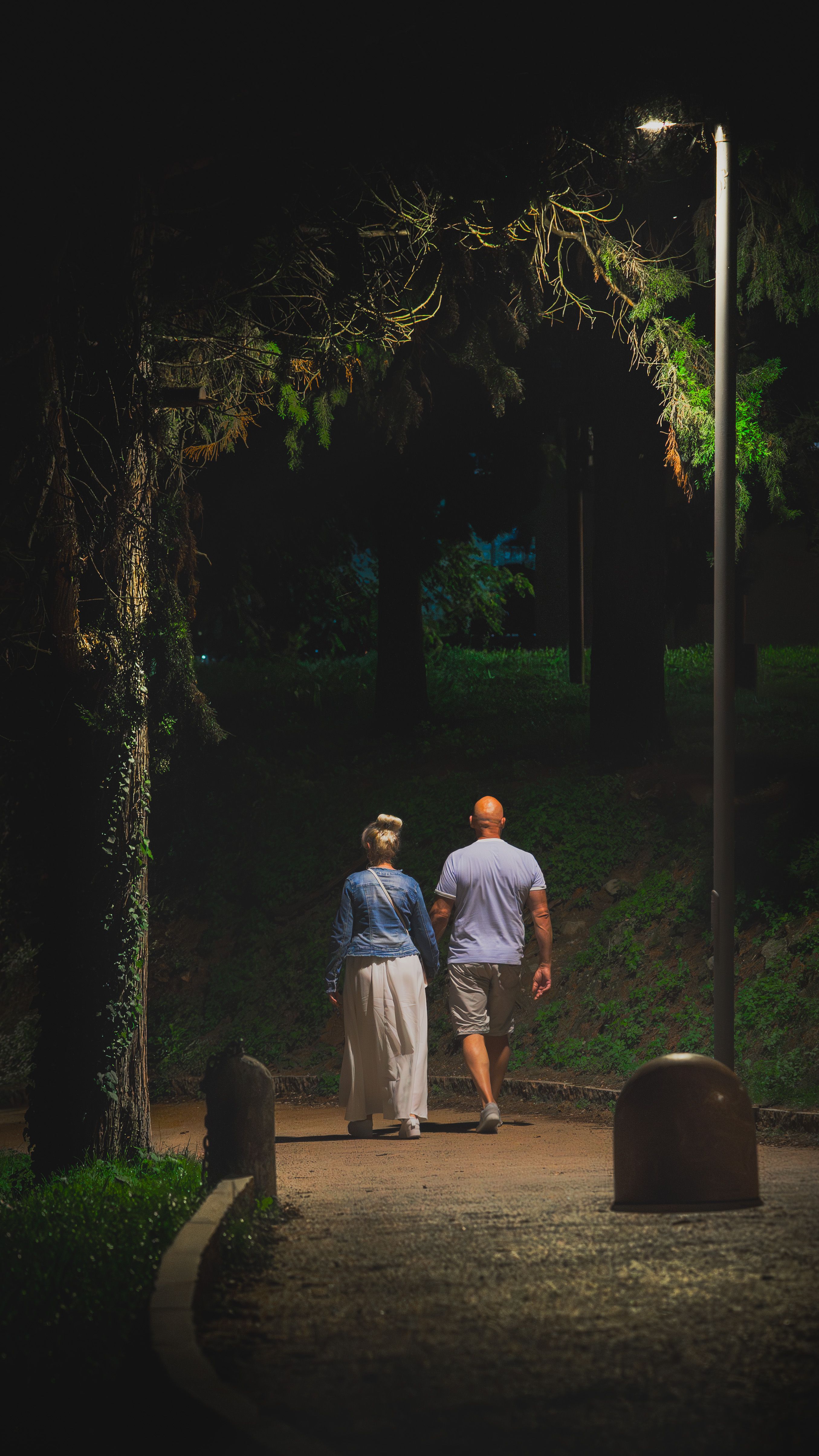 Couple Walking at Night in Colà Park · Free Stock Photo