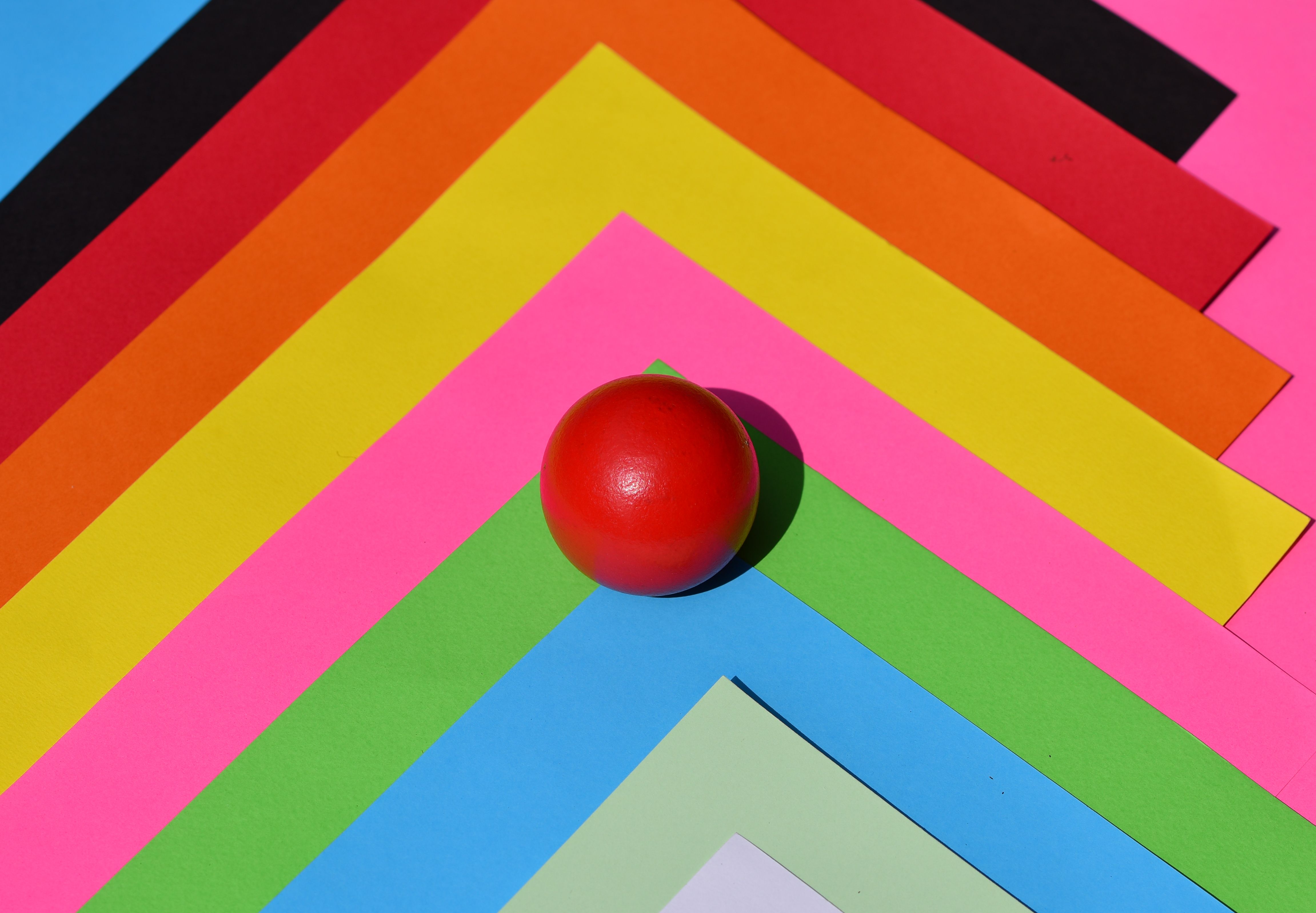 Colorful Geometry with Red Ball on Paper · Free Stock Photo
