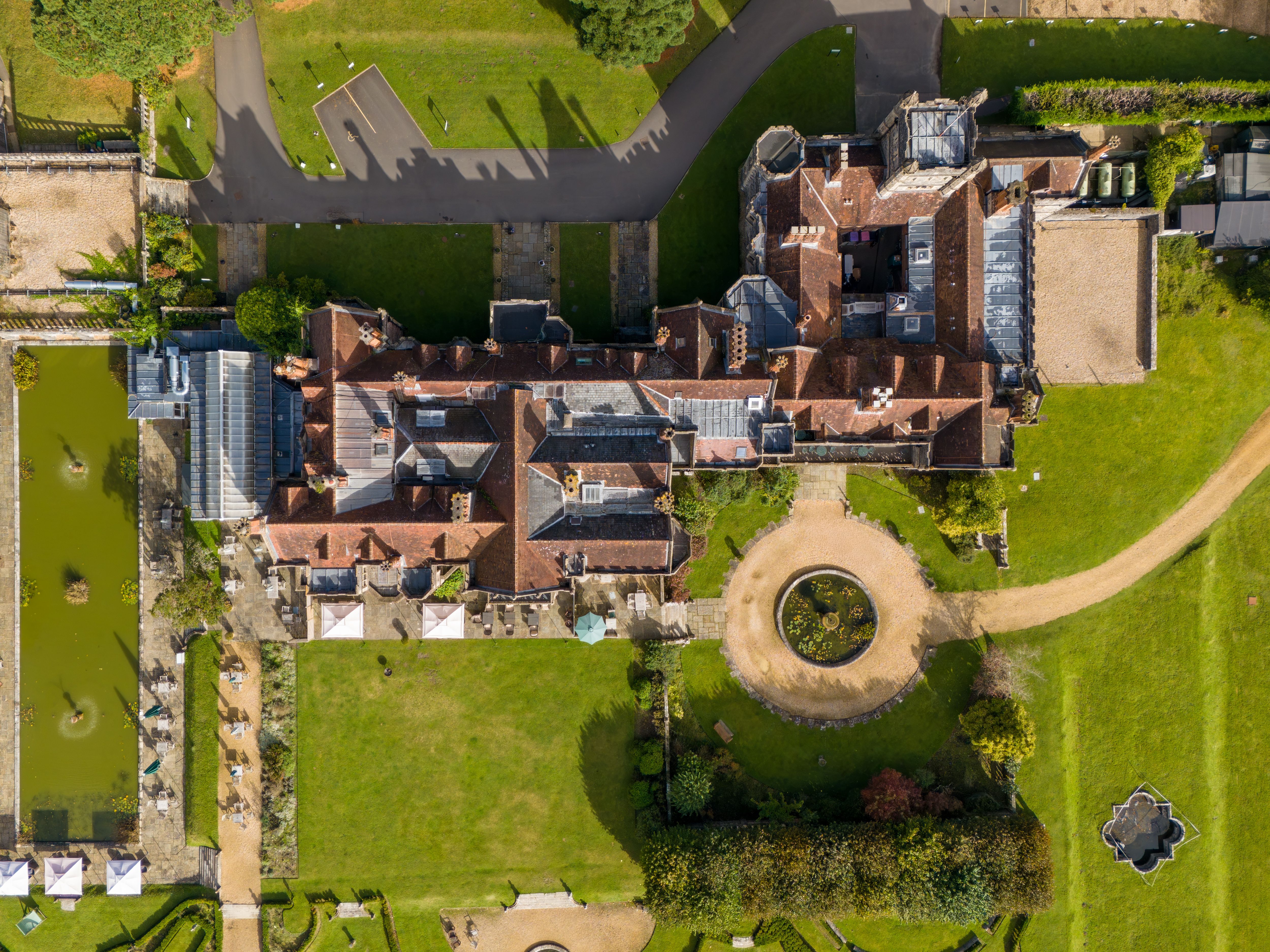 Aerial View of Luxury Mansion with Gardens · Free Stock Photo