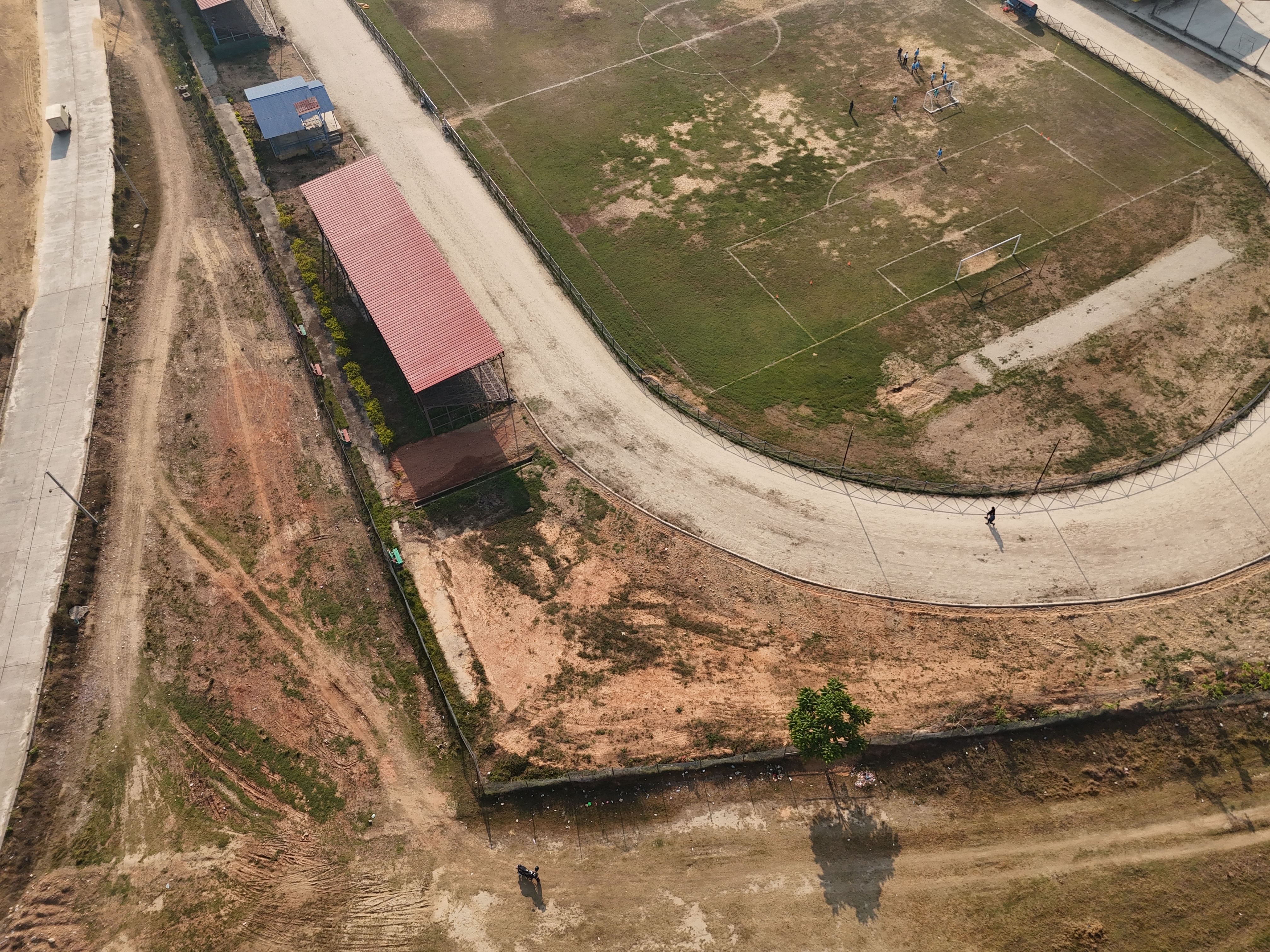 Aerial view of rural sports field and paths · Free Stock Photo