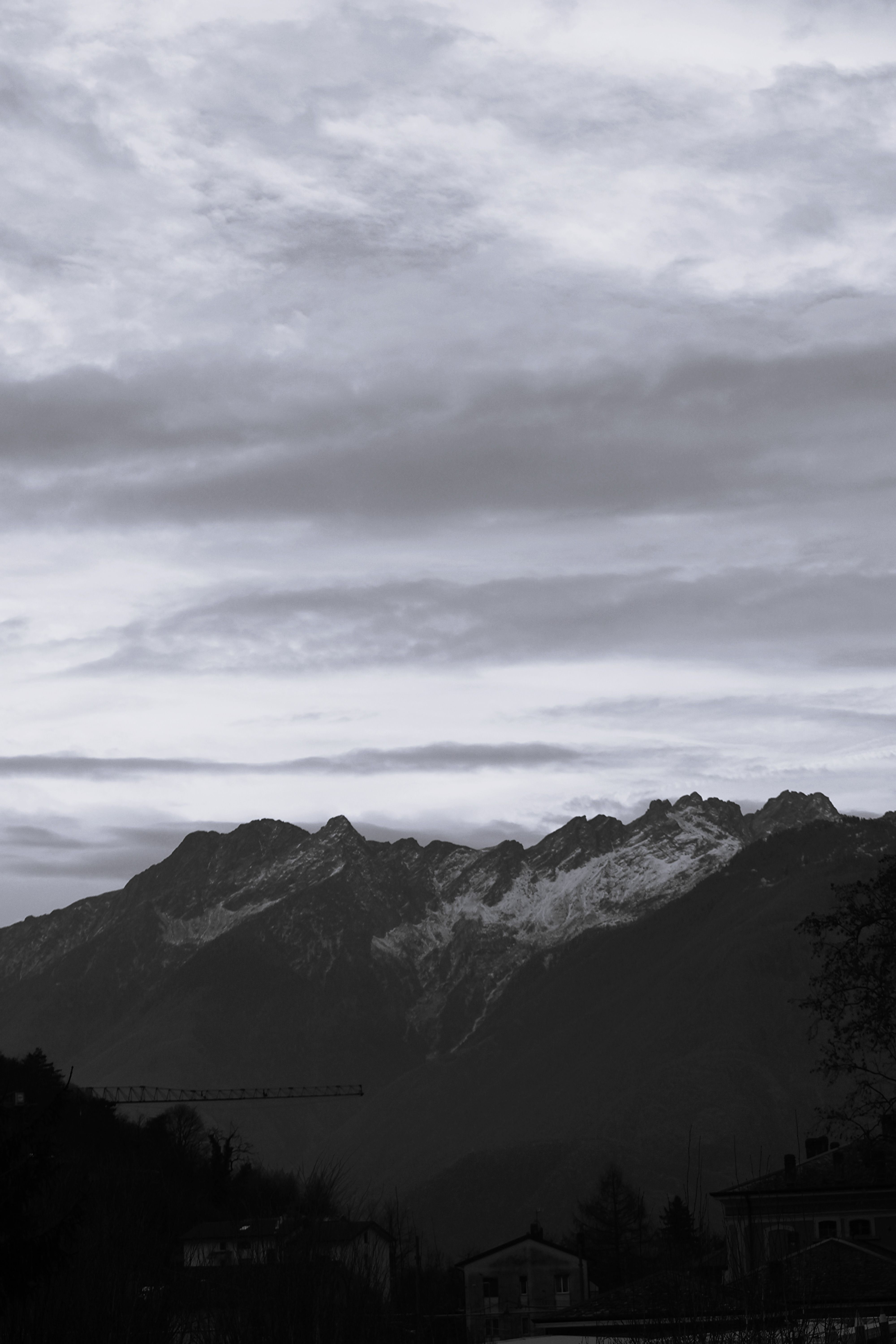Black and White View of Italian Alps in Chiavenna · Free Stock Photo