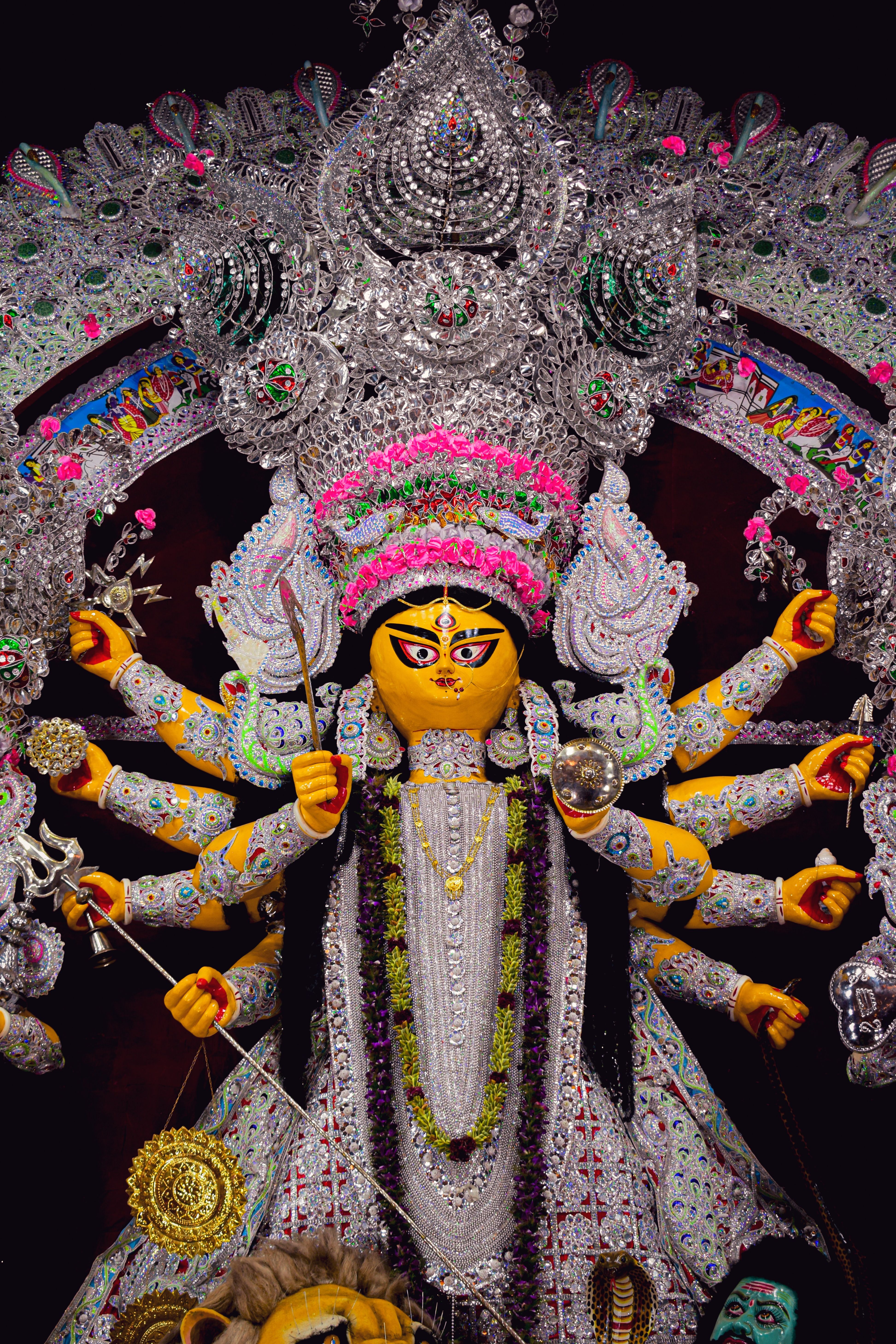 Traditional Durga Puja Idol with Intricate Decoration · Free Stock Photo