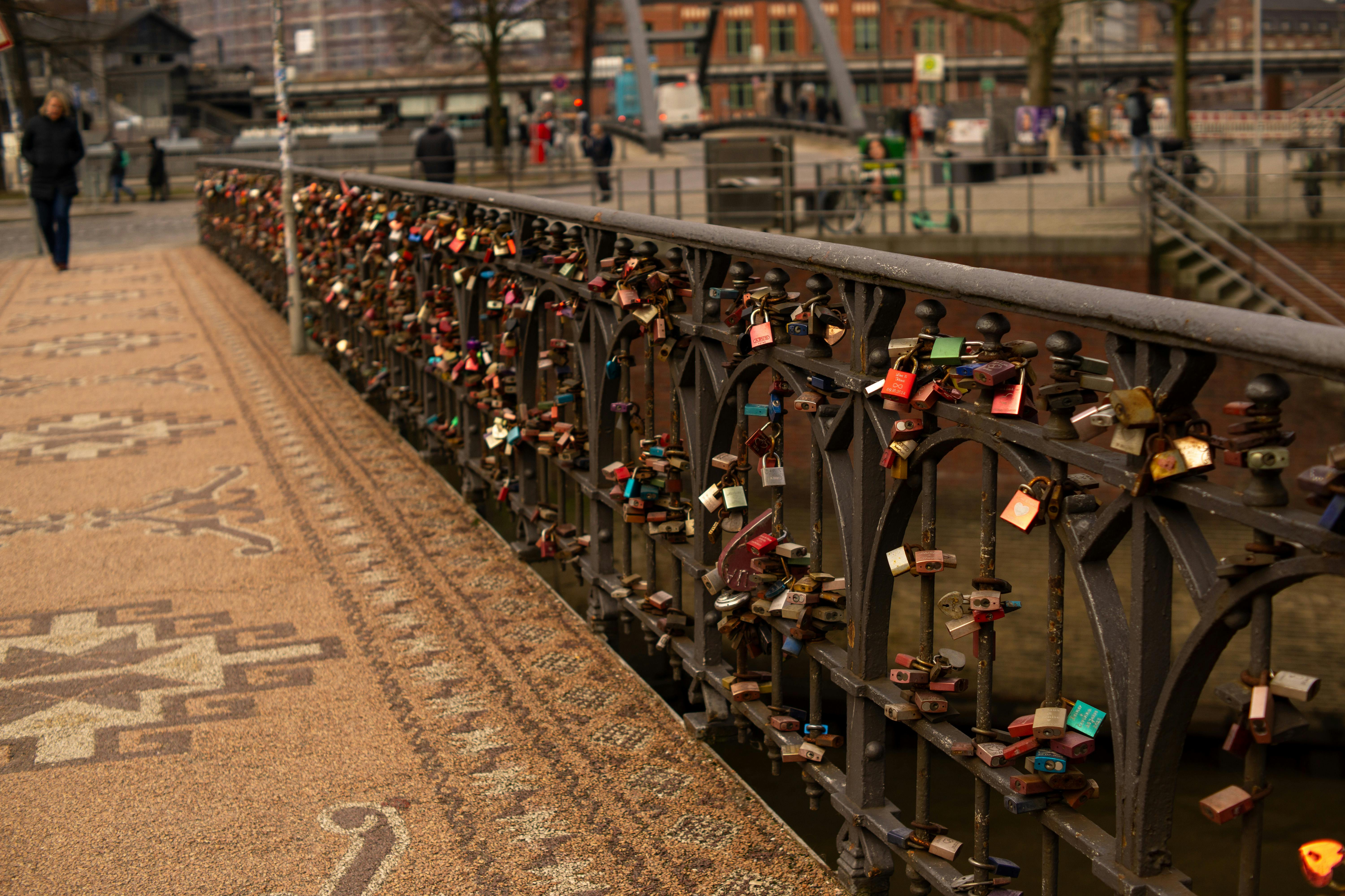 Romantic Love Locks on Bridge in Hamburg · Free Stock Photo