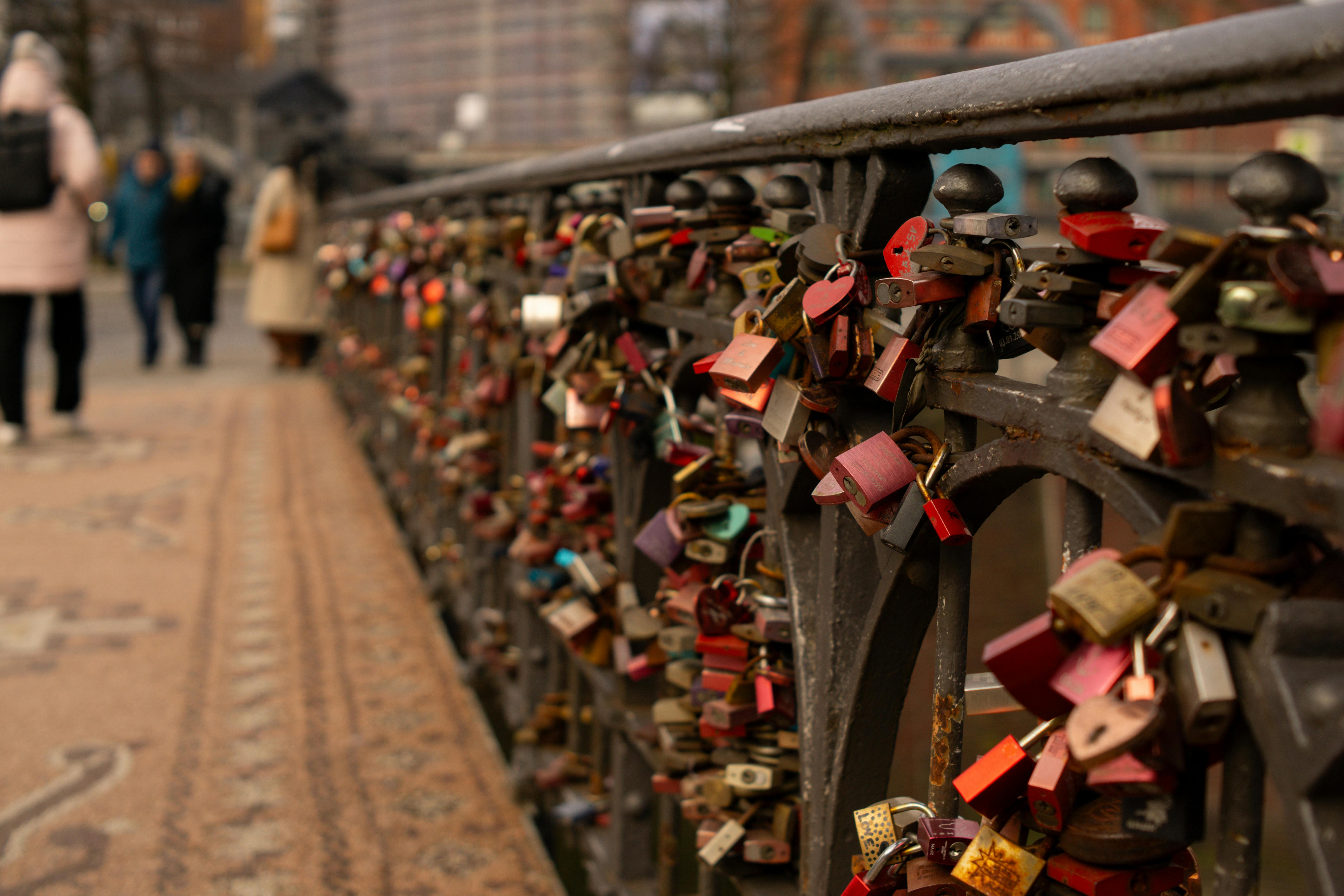 Close-up of Love Locks on Bridge in Hamburg · Free Stock Photo