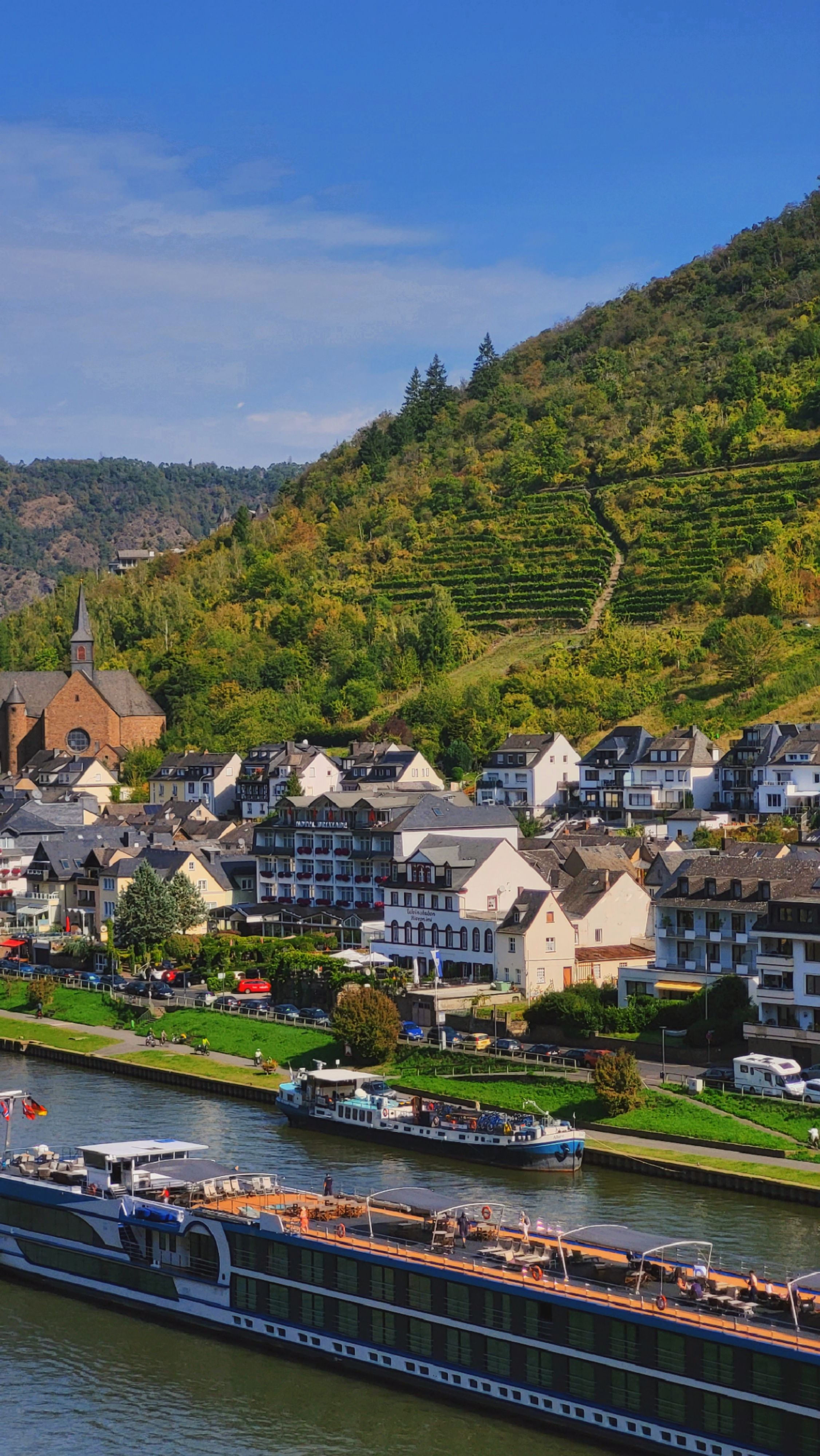 Charming Riverside Town with Vineyard Views · Free Stock Photo