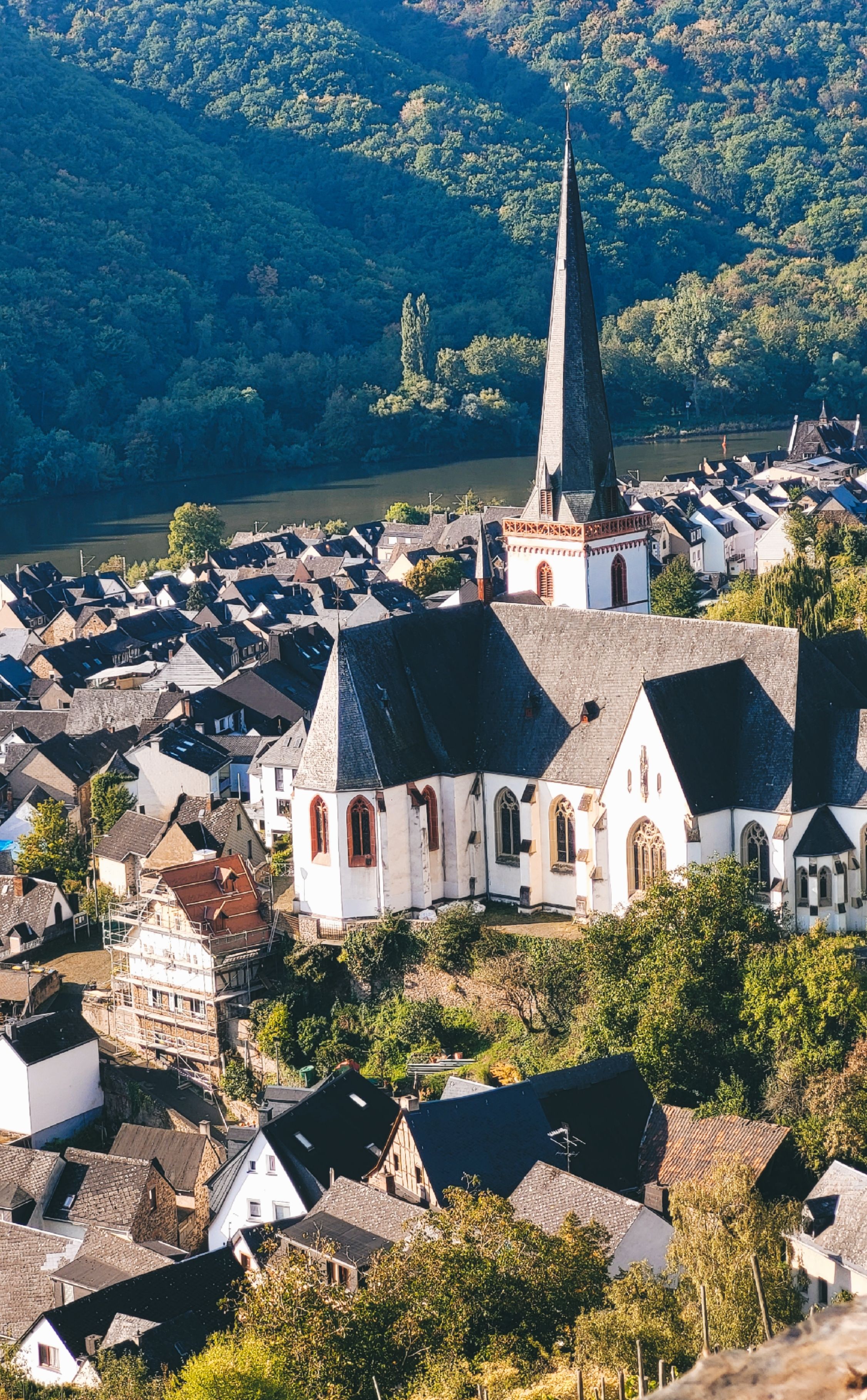 Aerial View of Church in German Village Landscape · Free Stock Photo