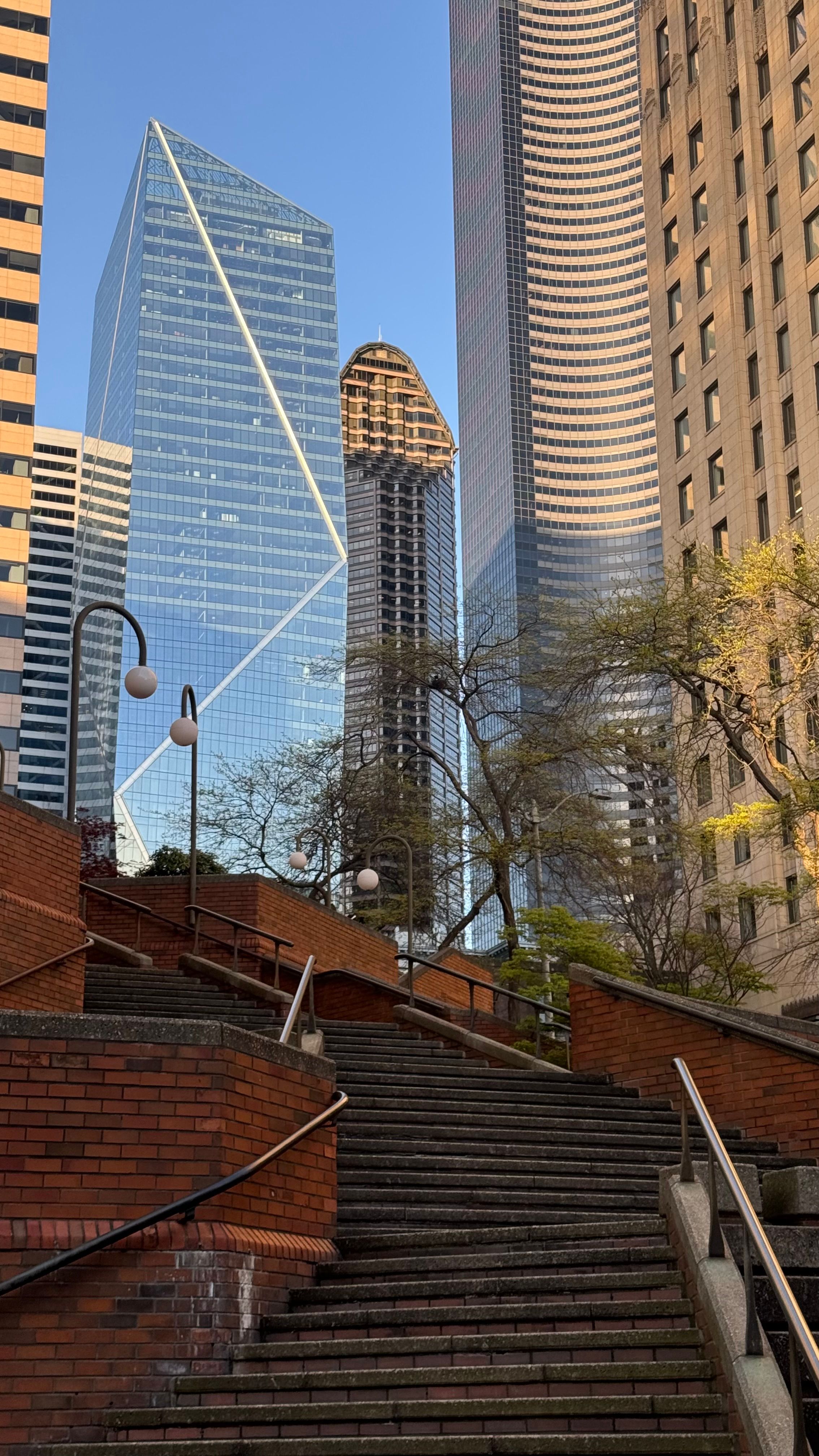 Modern Skyscrapers Overlooking Urban Staircase · Free Stock Photo