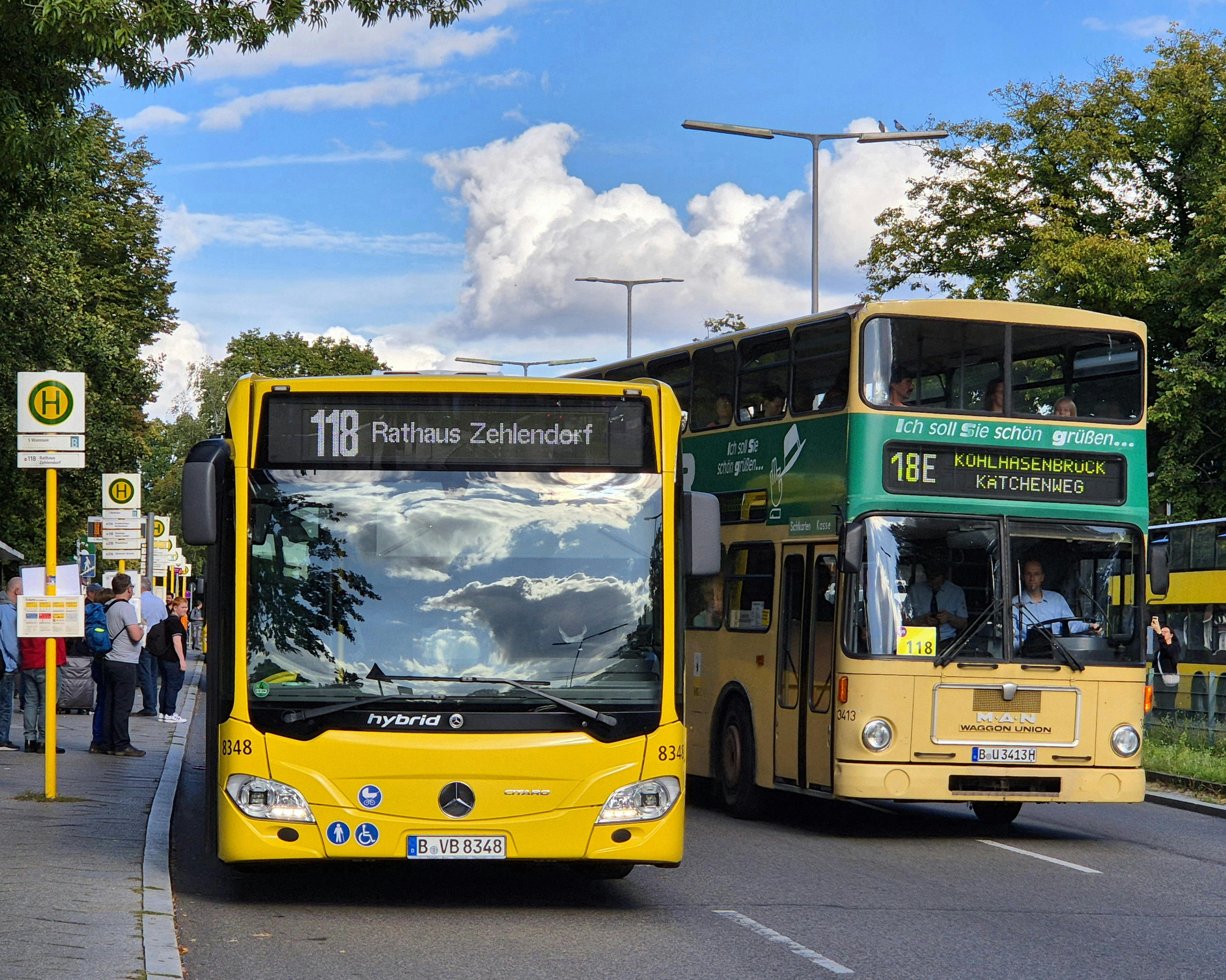 Colorful Berlin Buses on City Street · Free Stock Photo