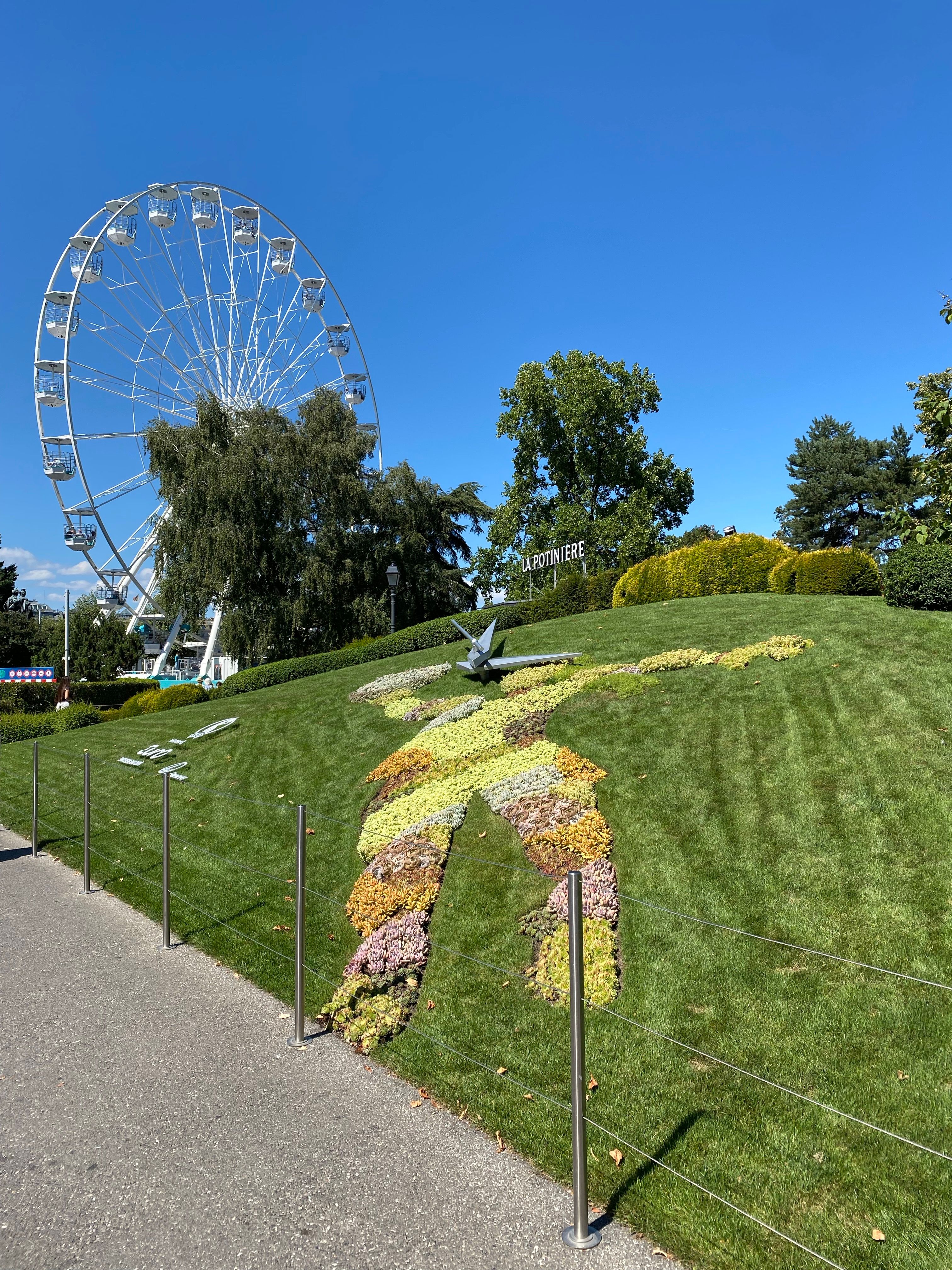 Ferris Wheel Near Beautiful Garden Display · Free Stock Photo