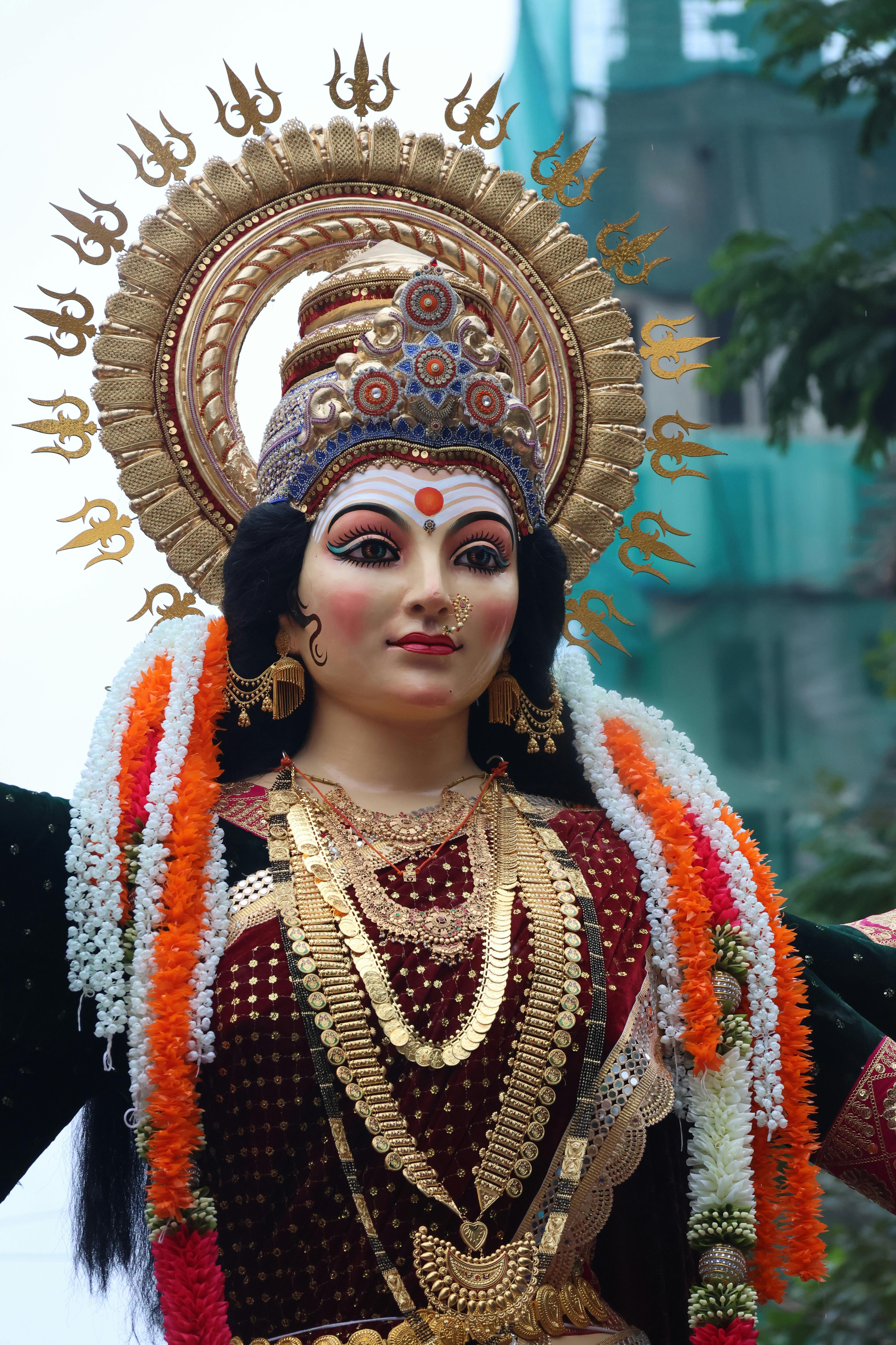 Goddess Durga Statue with Ornate Jewelry · Free Stock Photo
