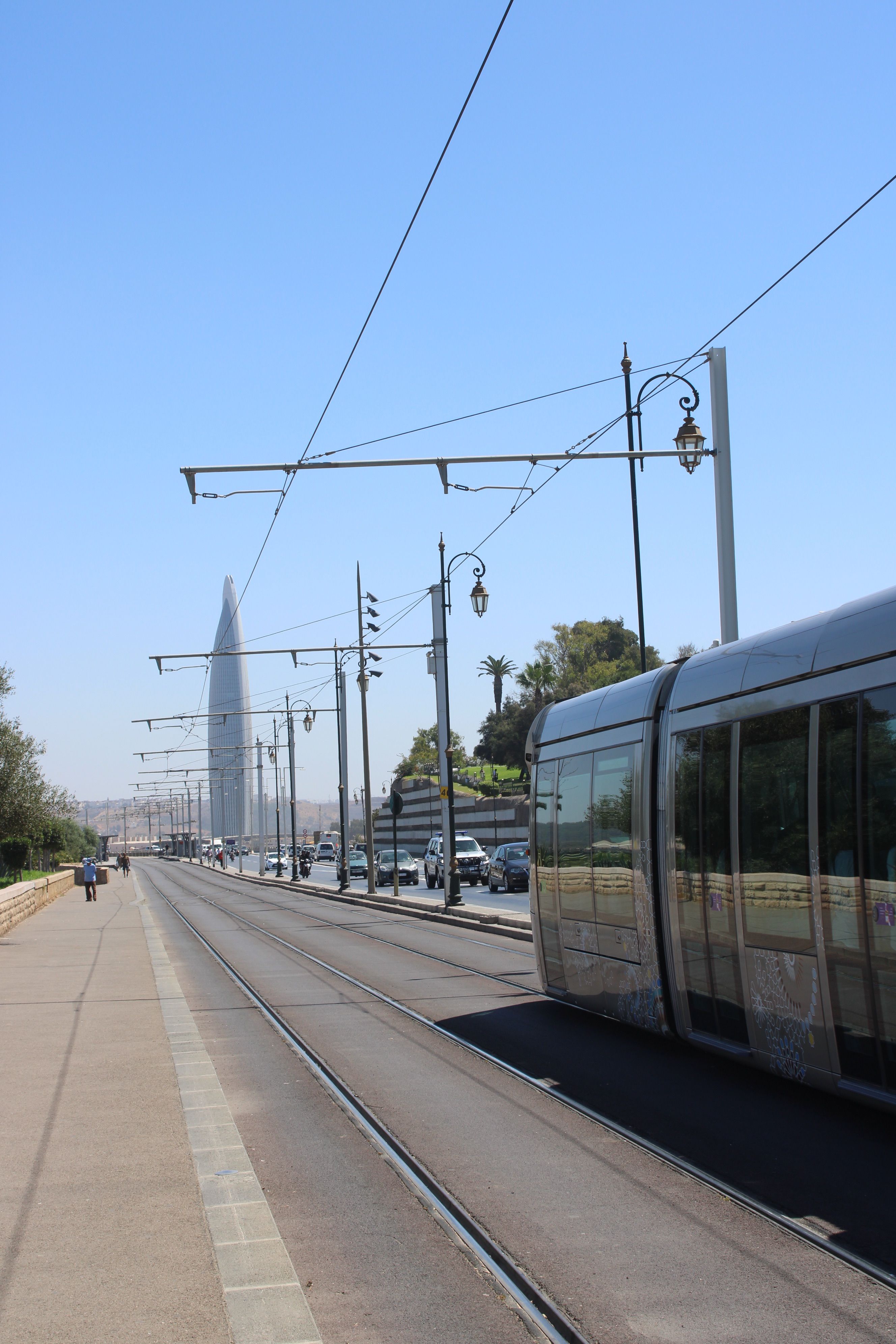 Modern Tramway with Hassan II Tower in Rabat · Free Stock Photo