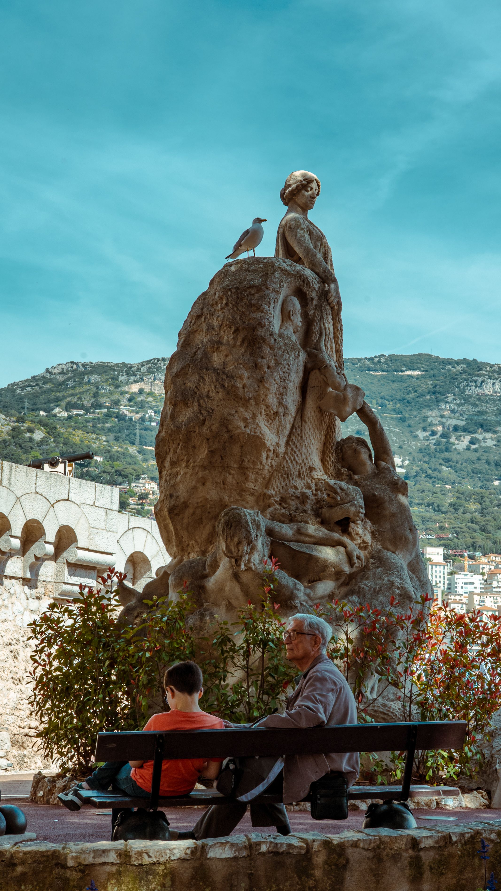 Monaco Sculpture with Scenic Mountain View · Free Stock Photo