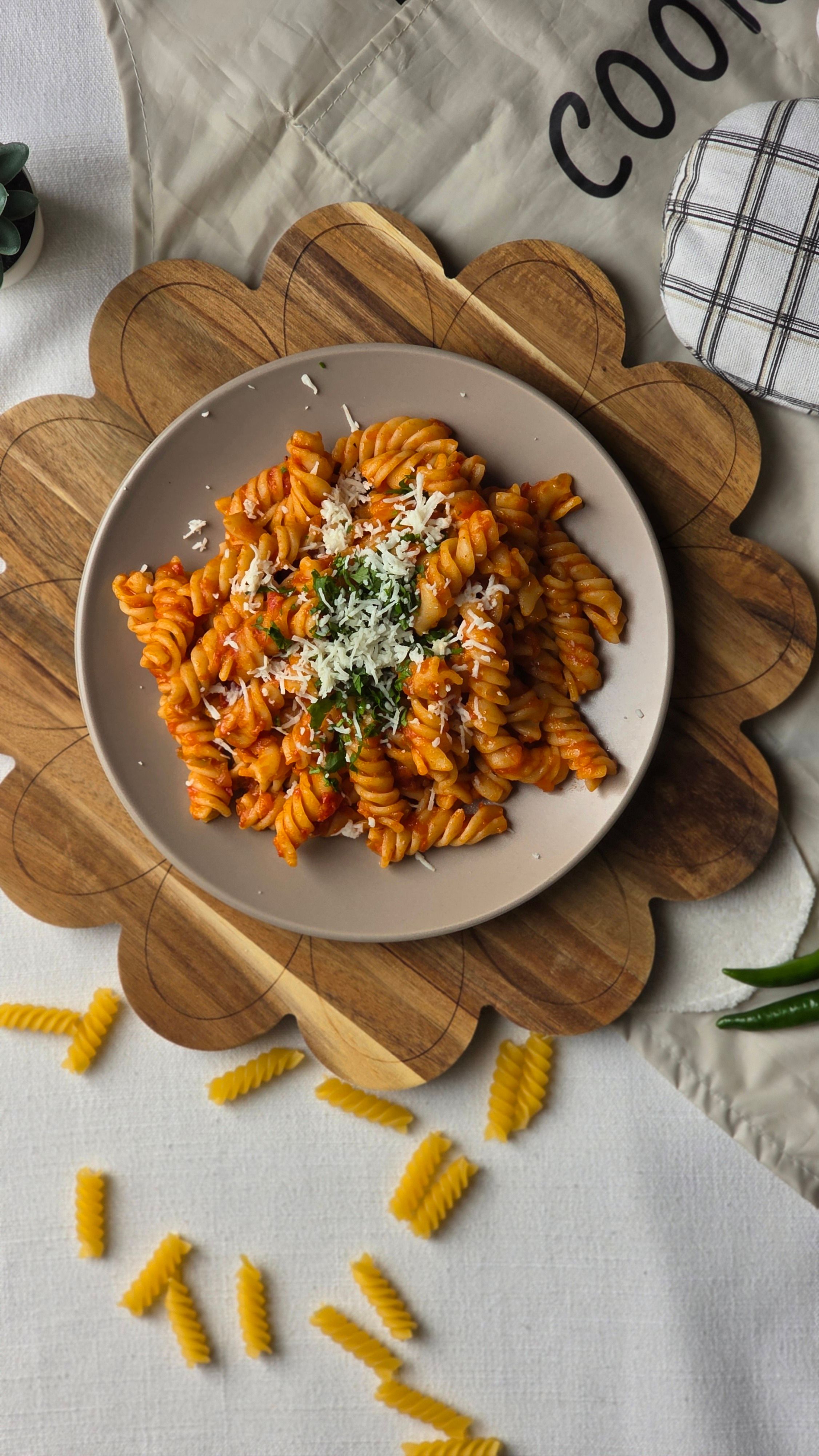 Delicious Rotini Pasta with Tomato Sauce and Cheese · Free Stock Photo