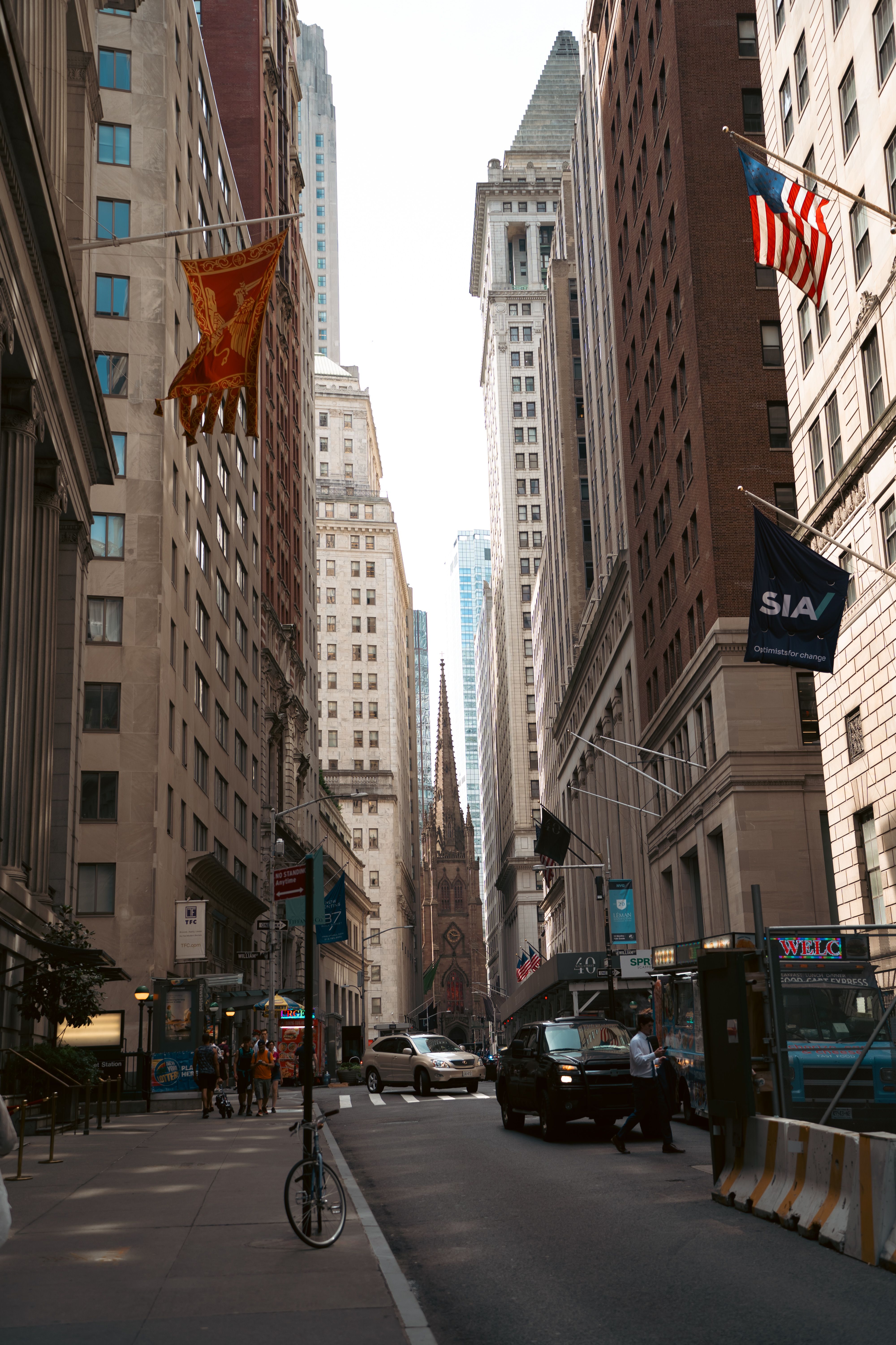 Historic Wall Street View with Trinity Church · Free Stock Photo