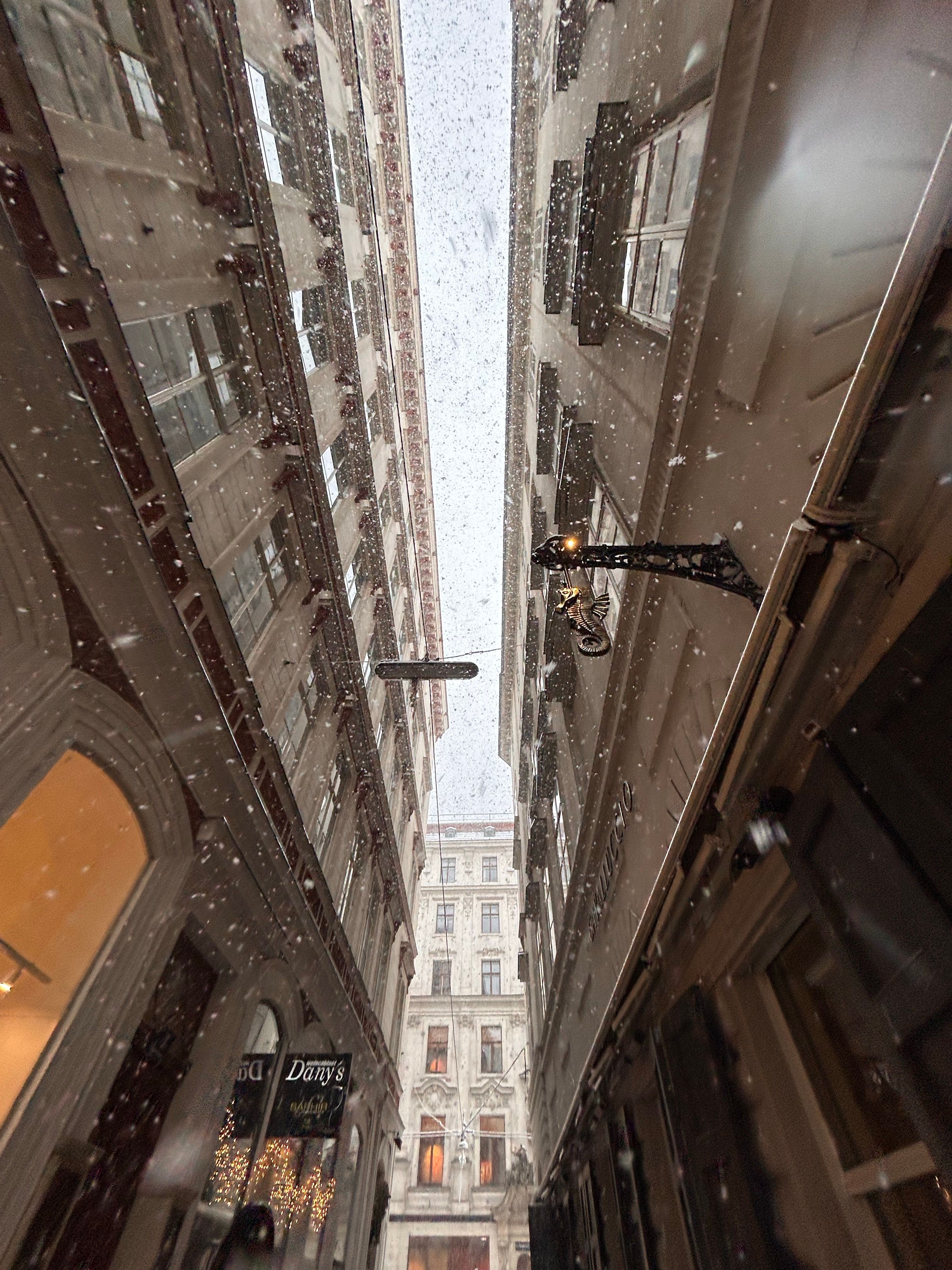 Snowy Alley Between Historic Buildings · Free Stock Photo