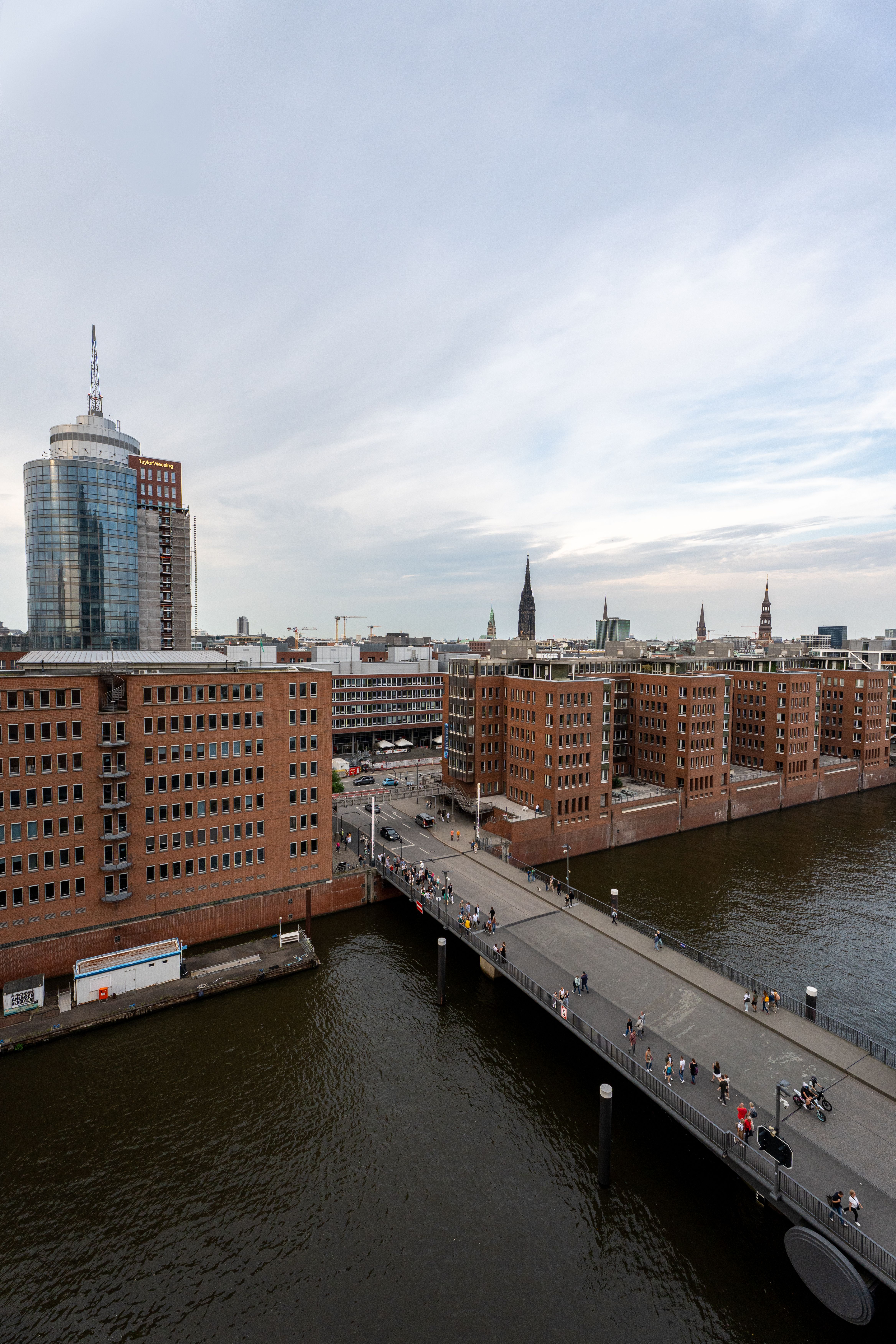 Aerial View of Hamburg Cityscape with Bridge · Free Stock Photo