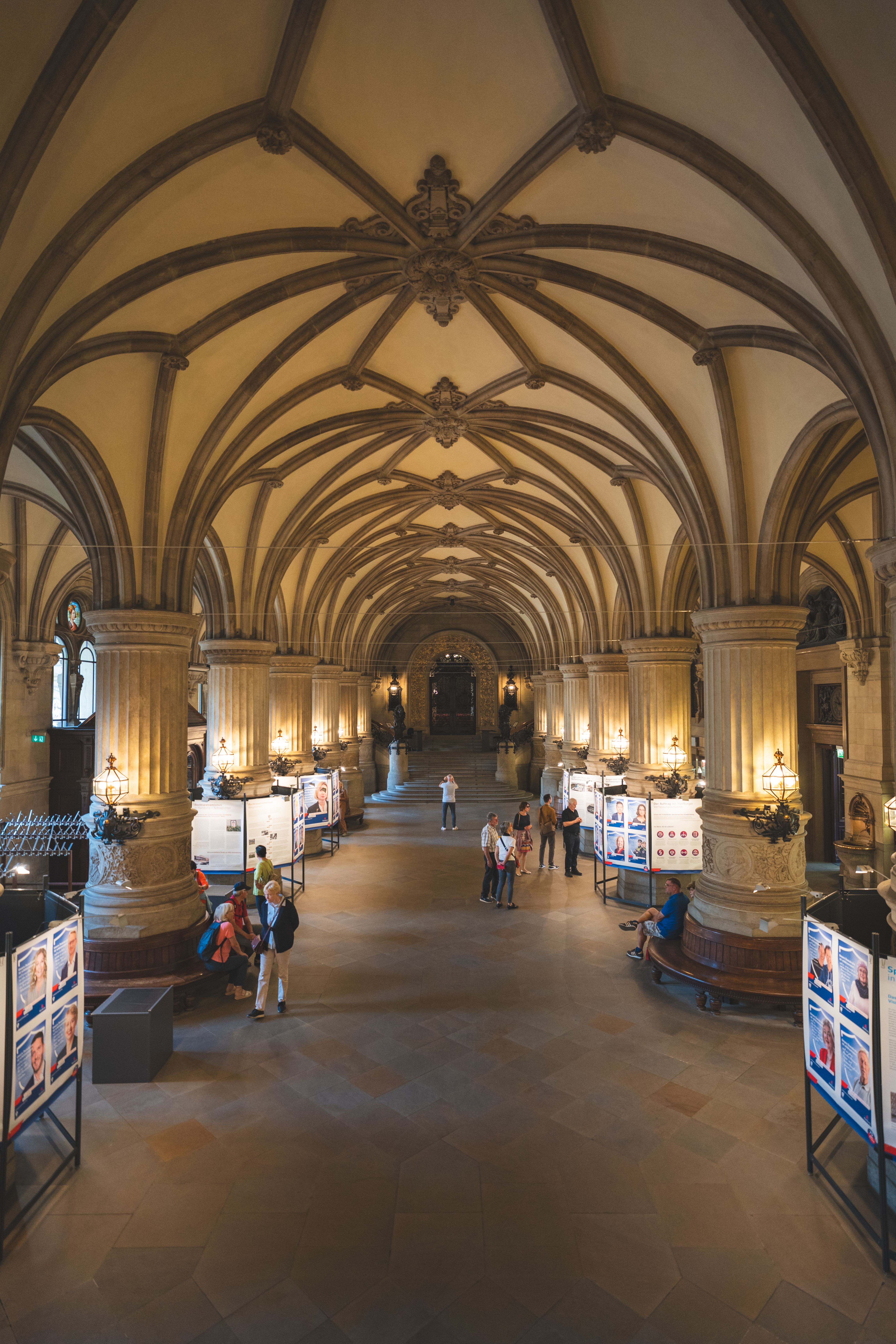 Gothic Revival Hallway with Architectural Elegance · Free Stock Photo