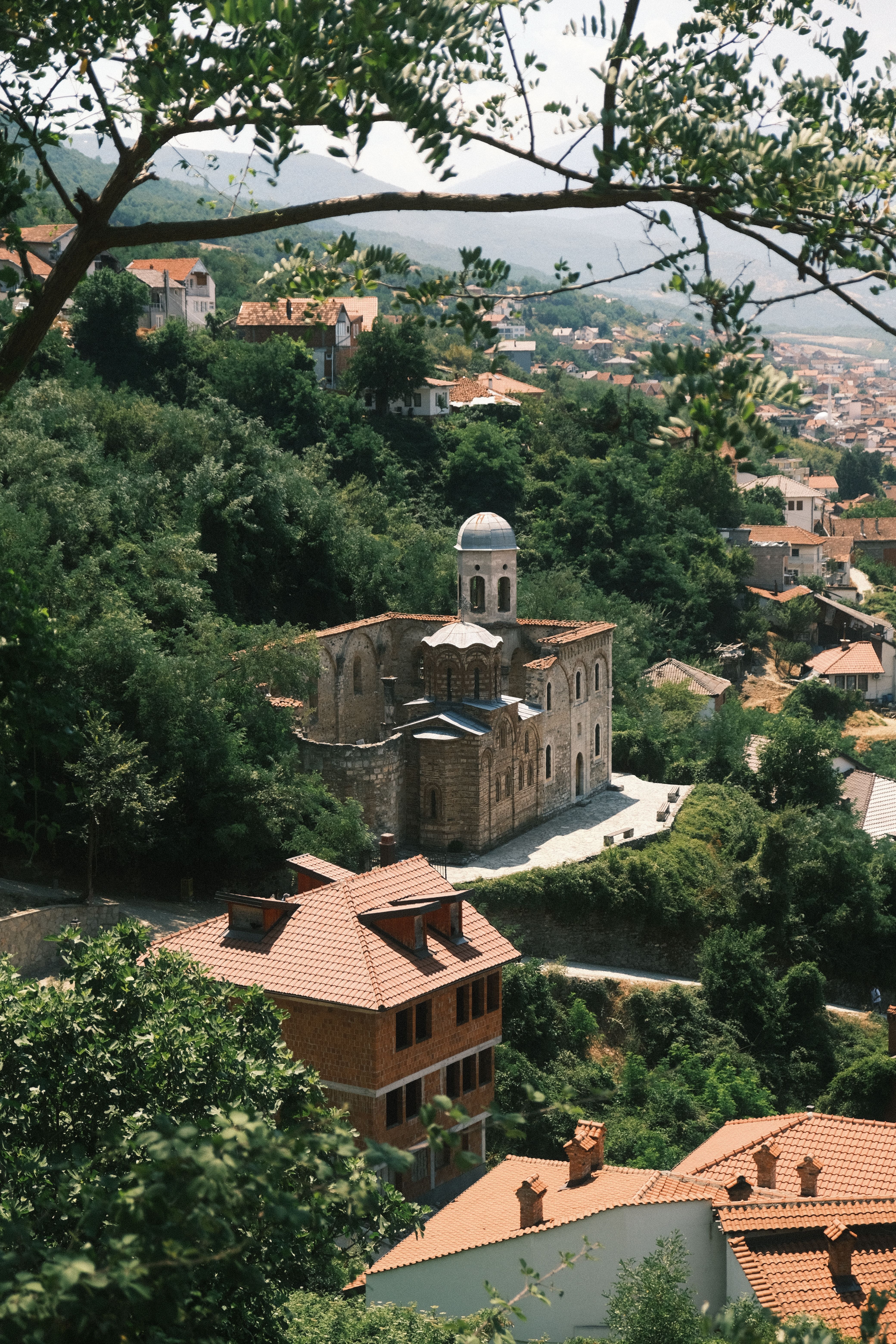 Aerial View of Prizren's Historic Church in Summer · Free Stock Photo