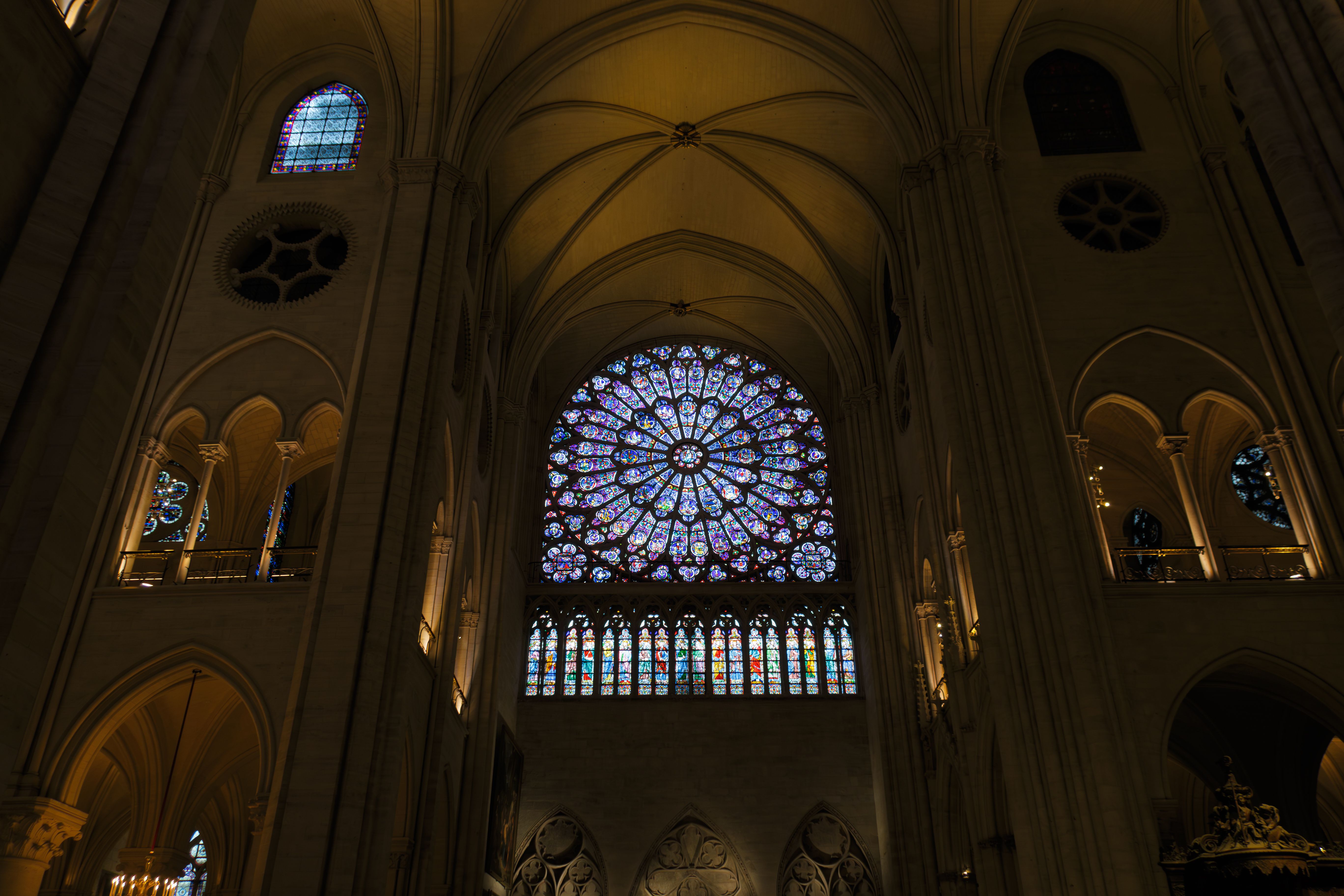 Stunning Notre Dame Cathedral Interior Rose Window · Free Stock Photo