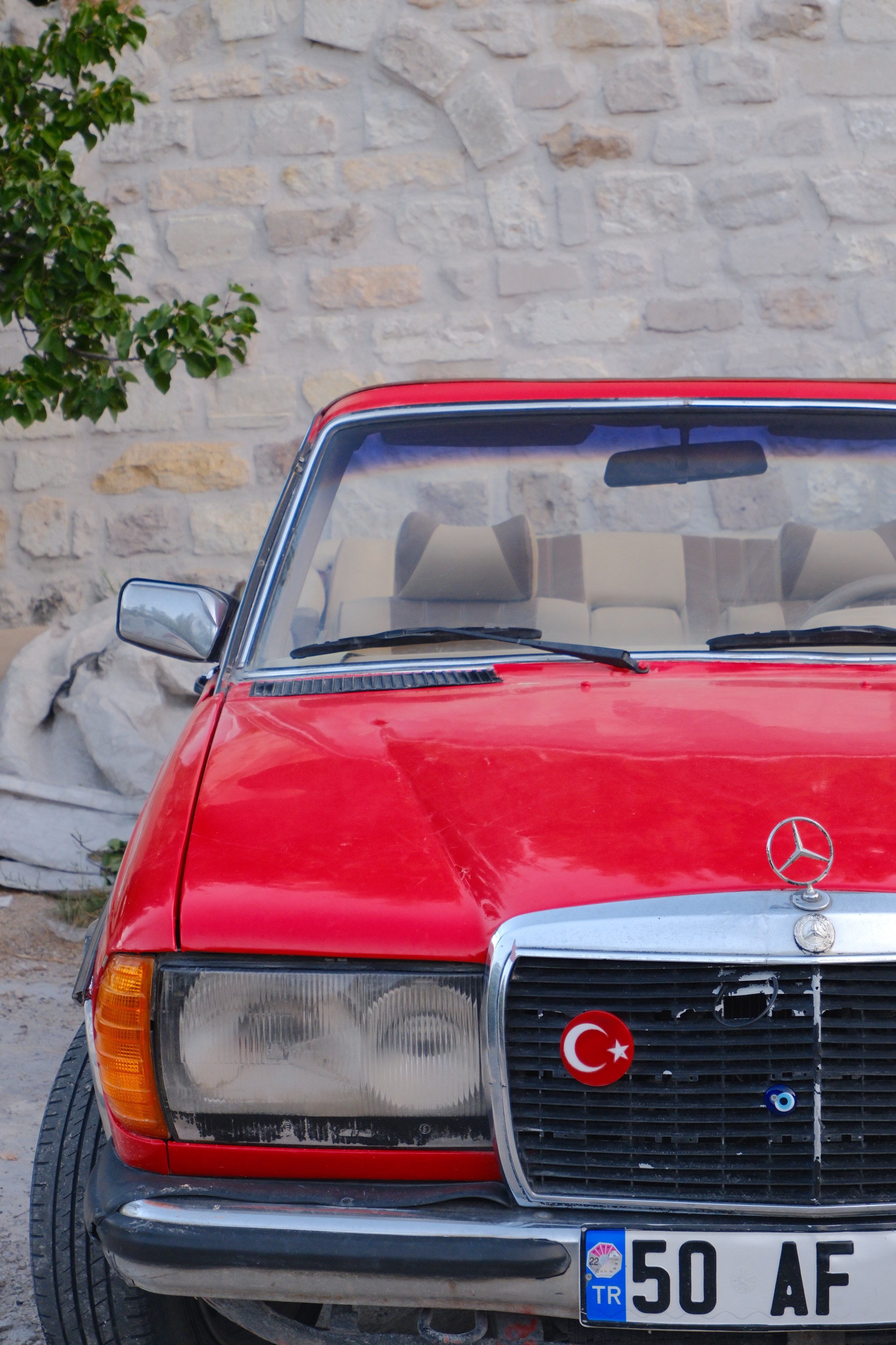 Vintage Red Car with Turkish License Plate · Free Stock Photo