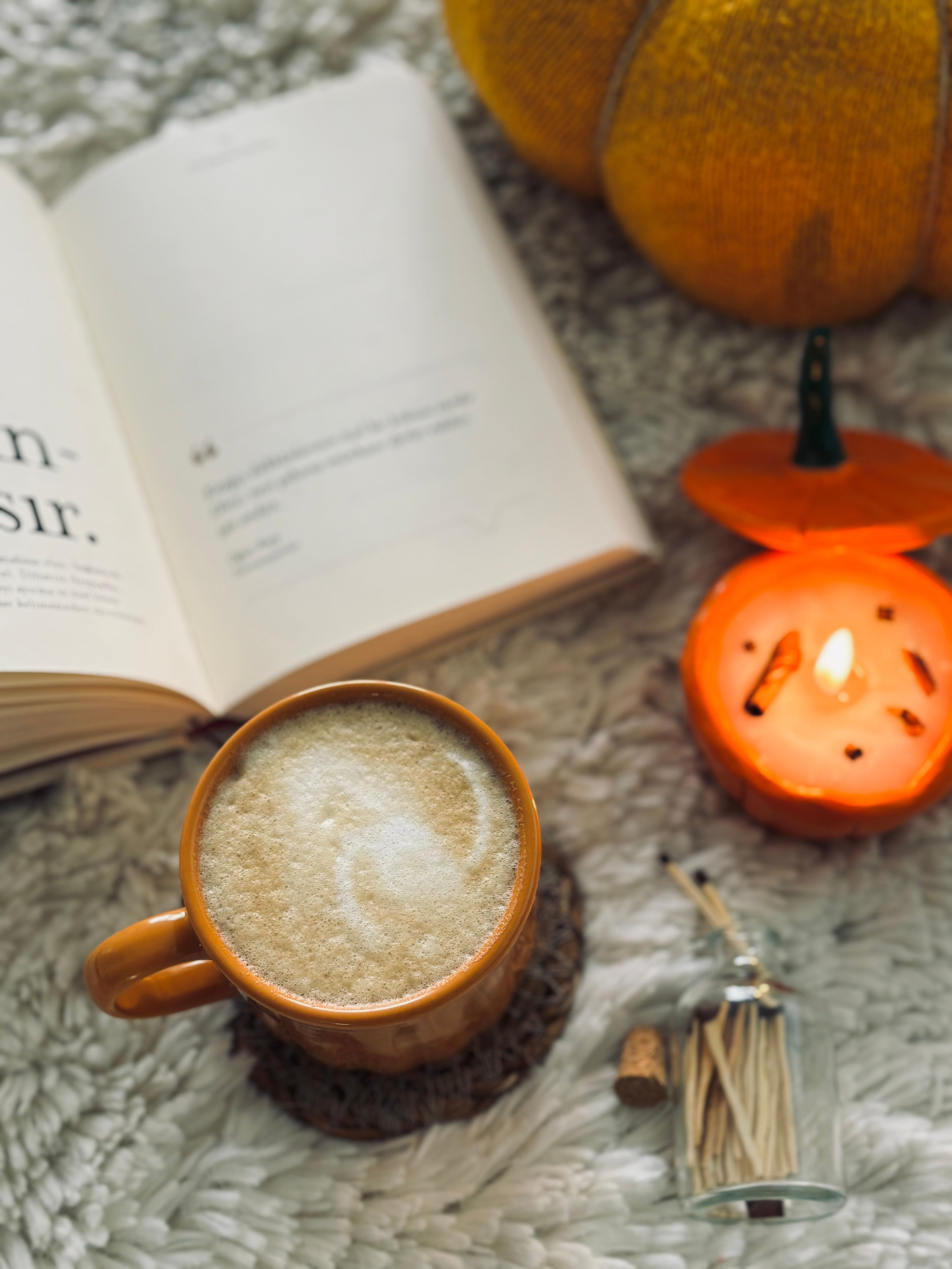 Cozy Autumn Reading Scene with Coffee · Free Stock Photo