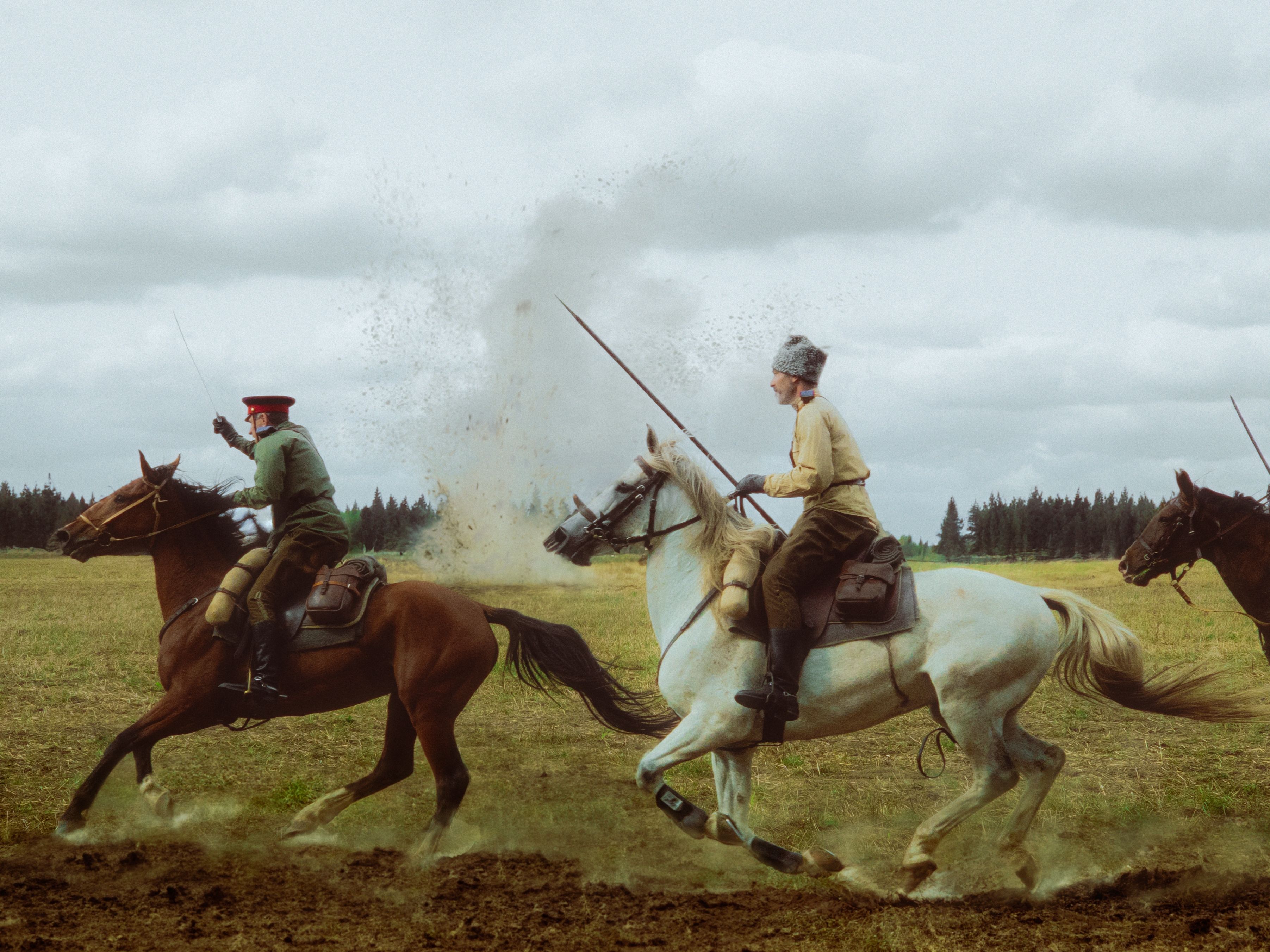 Dramatic Historical Reenactment on Horseback · Free Stock Photo