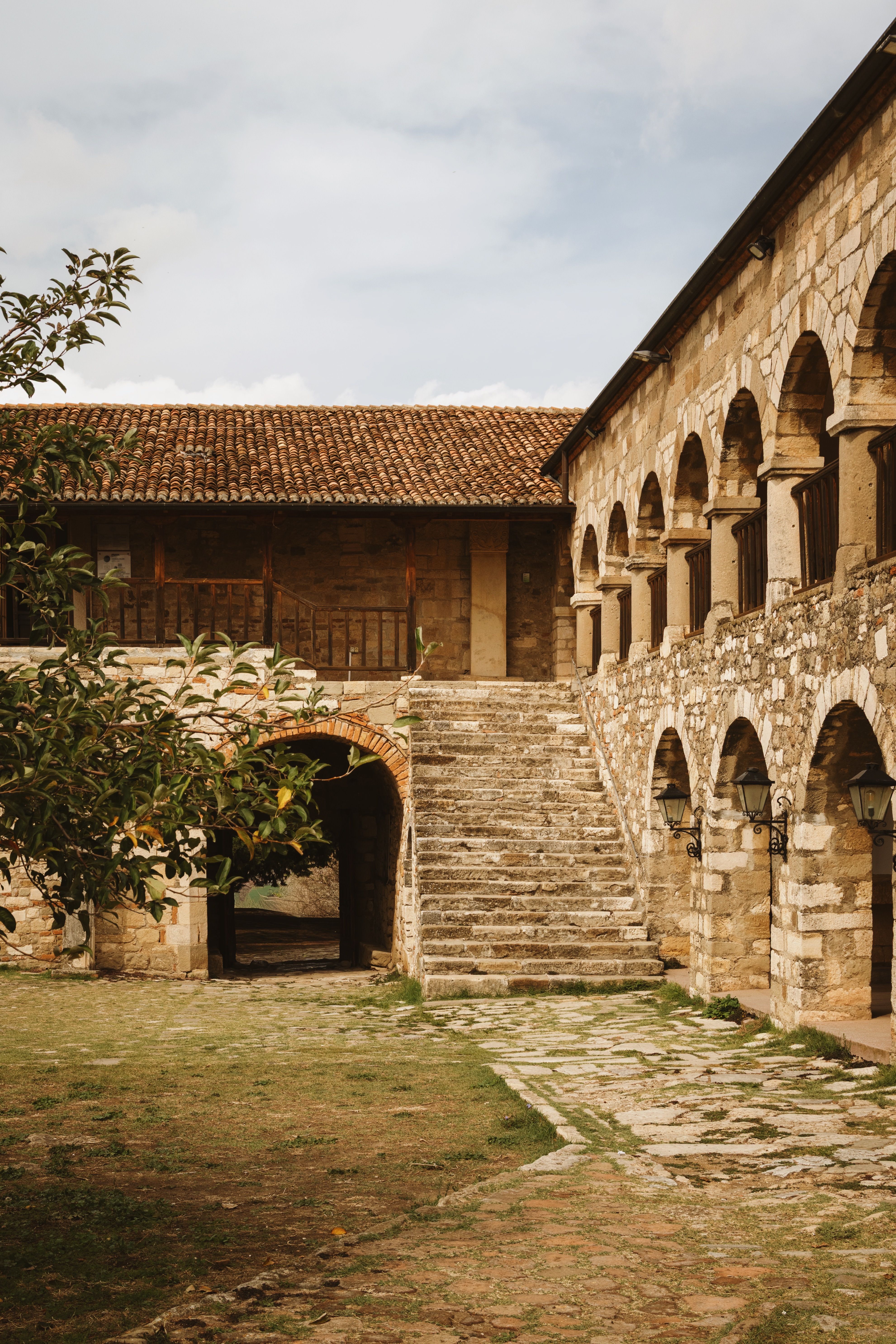 Historic Monastery Courtyard in Pojan, Albania · Free Stock Photo