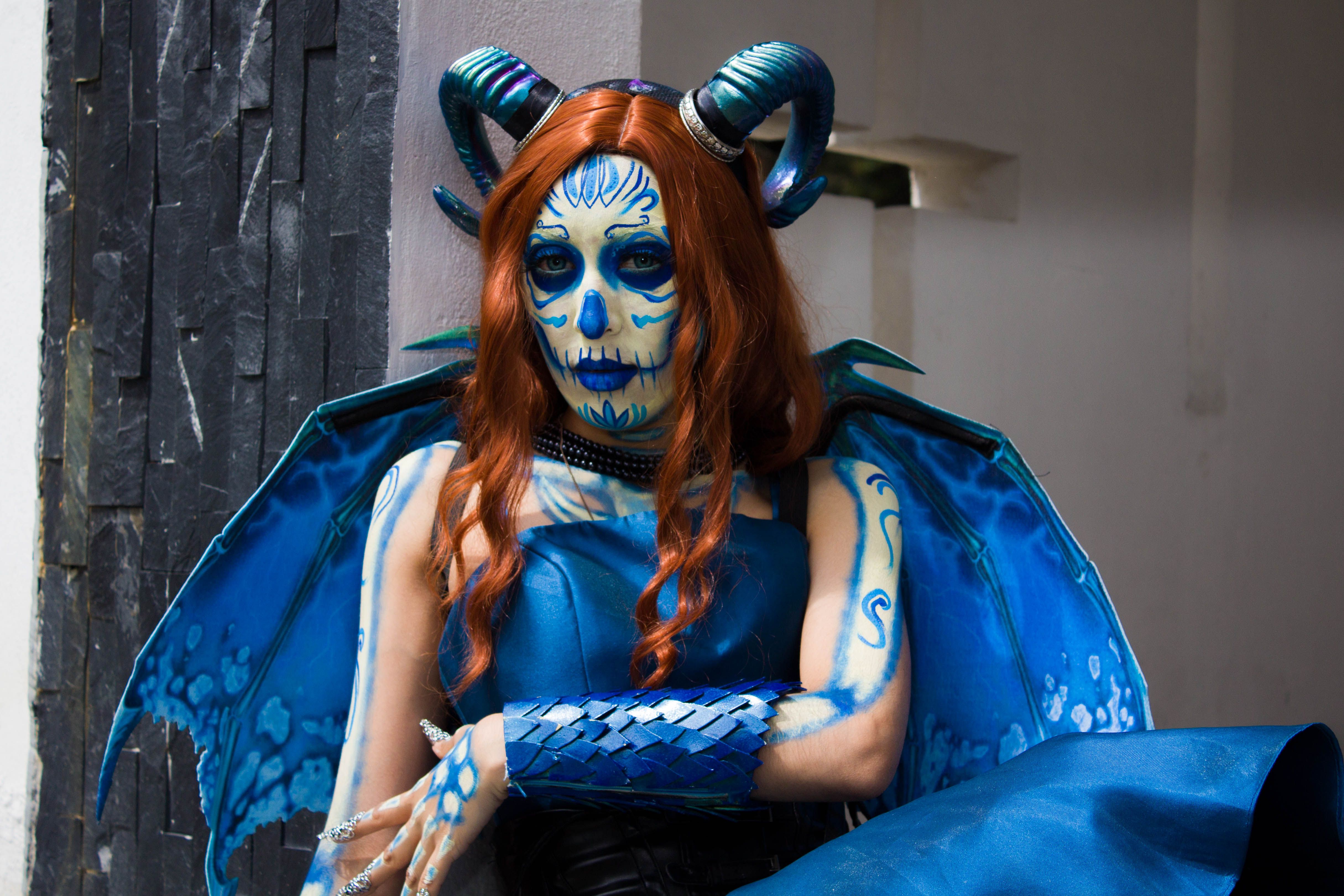 Colorful Catrina in Extravagant Costume · Free Stock Photo