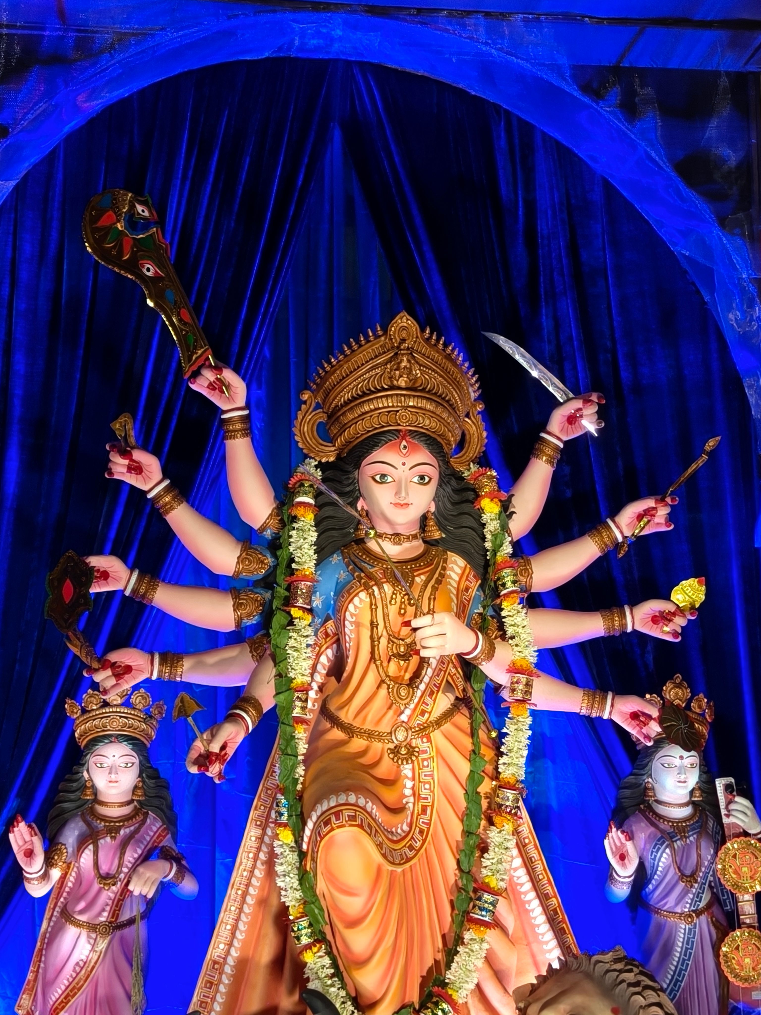 Statue of Hindu Goddess Durga Riding Lion · Free Stock Photo