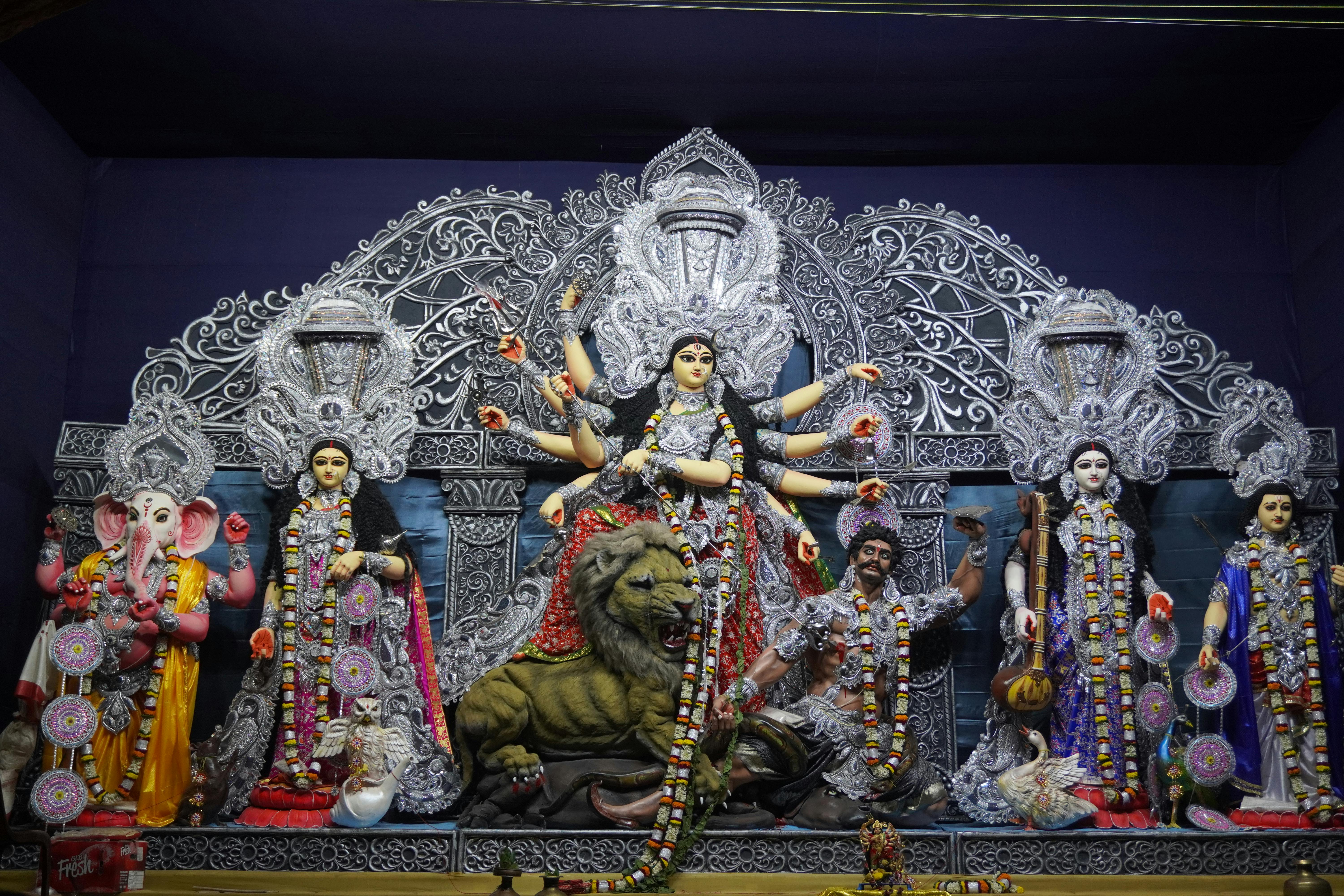 Colorful Durga Puja Festival Deity Statues · Free Stock Photo